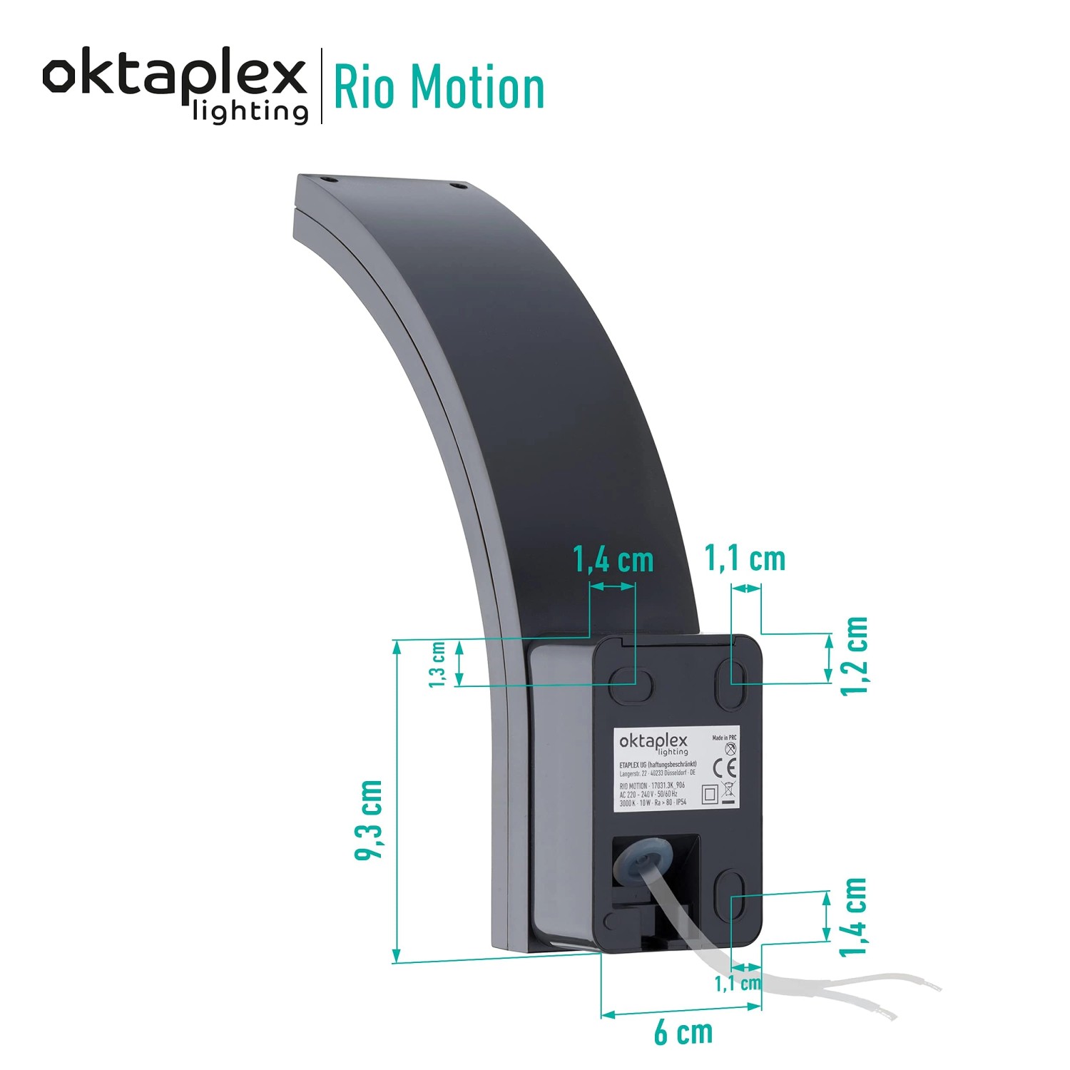 Oktaplex LED Außenleuchte mit Bewegungsmelder Rio Anthrazit IP54 3000K ...