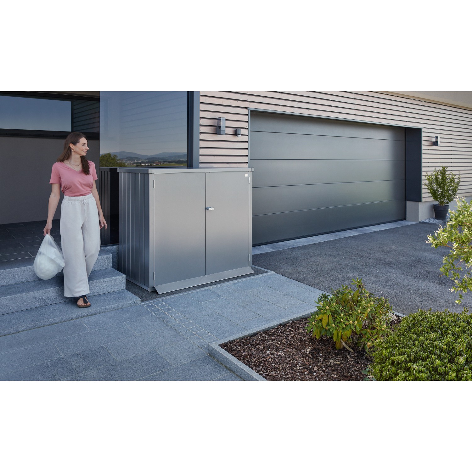 Biohort Mülltonnenbox Alex Duo 129 cm x 147 cm x 88 cm Quarzgrau ...