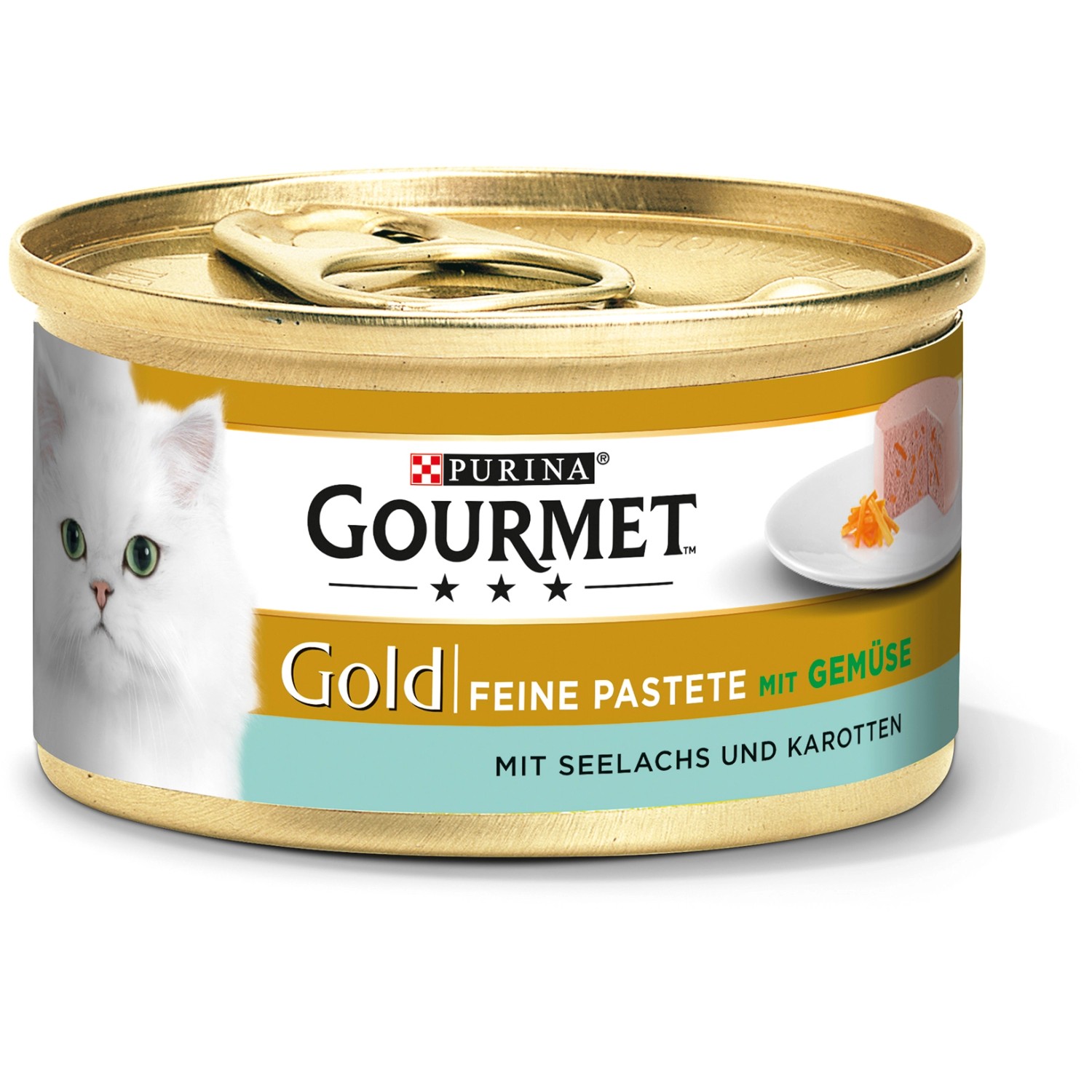 Gourmet Katzen-Nassfutter Gold Feine Pastete mit Seelachs und Karotten ...