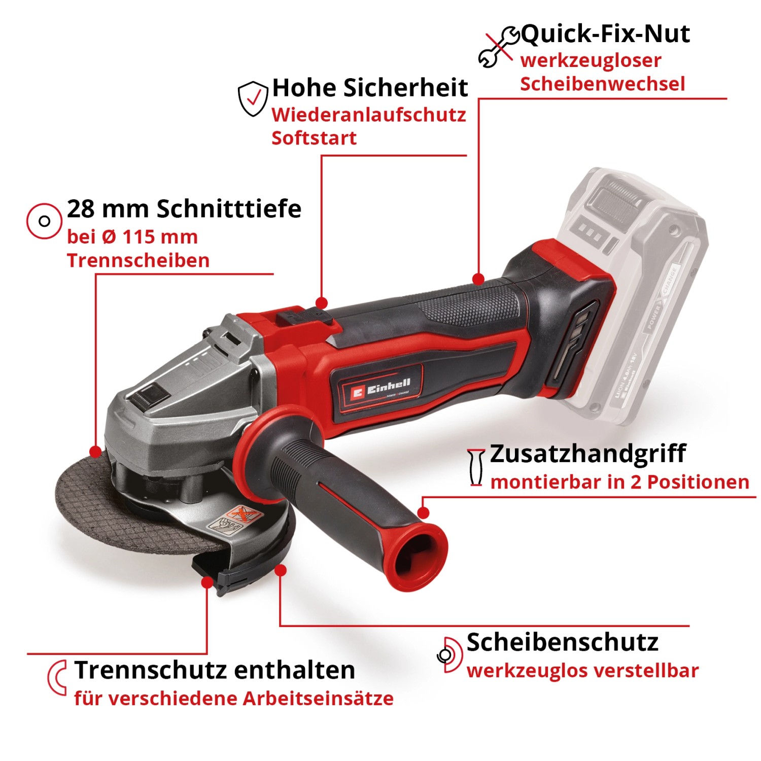 Einhell Akku-Winkelschleifer TE-AG 18/115 Q Li-Solo kaufen bei OBI
