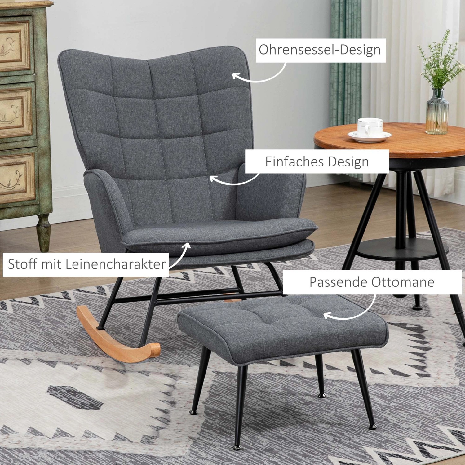 HOMCOM Schaukelstuhl mit Hocker kaufen bei OBI