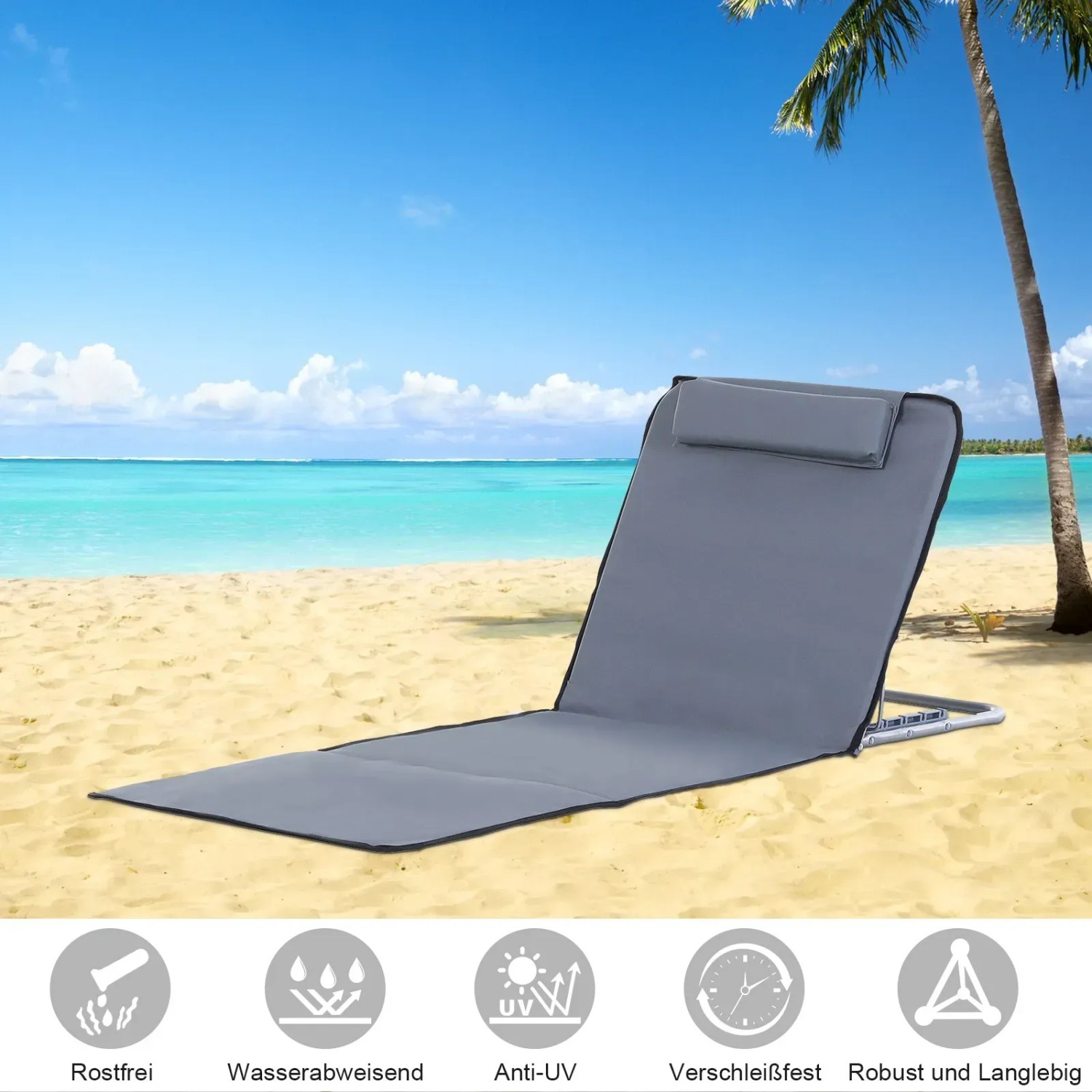 Outsunny Liegestuhl klappbar 2er-Set mit Tasche Grau kaufen bei OBI