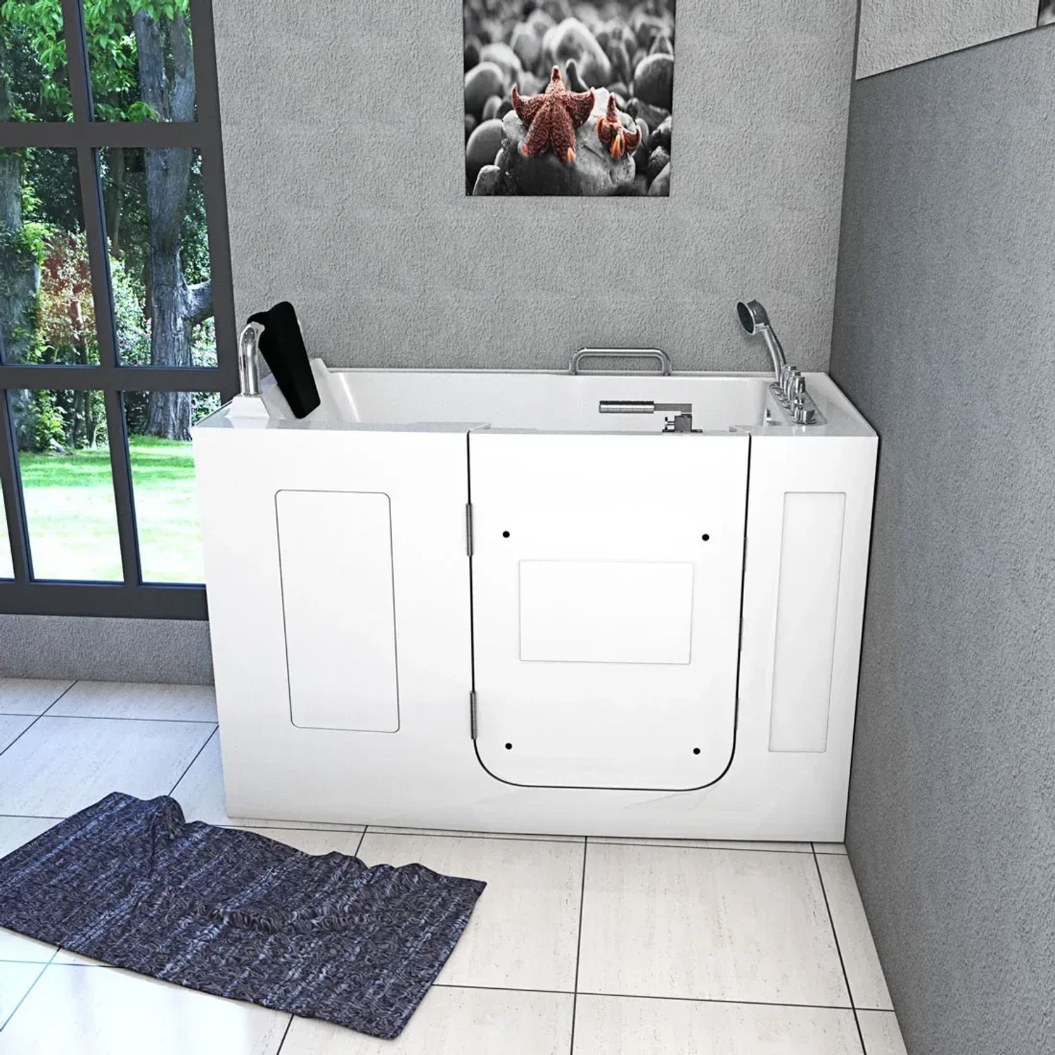 AquaVapore Sitzwanne Whirlpool Badewanne mit Tür S07WP-TH-C-L 140x76cm ...