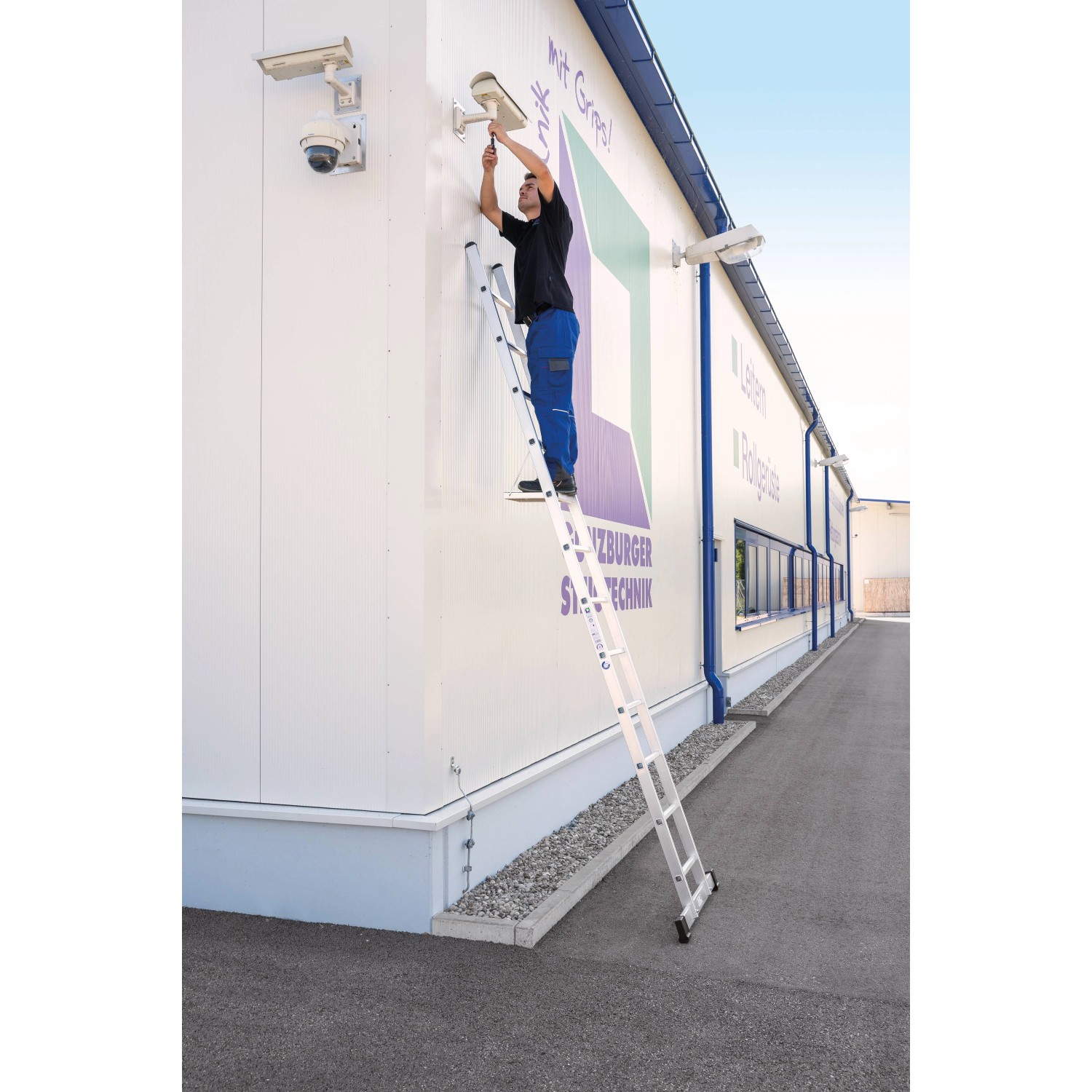 PROREGAL Sprossen-Anlegeleiter mit Standard-Traverse 14-Sprossen kaufen ...