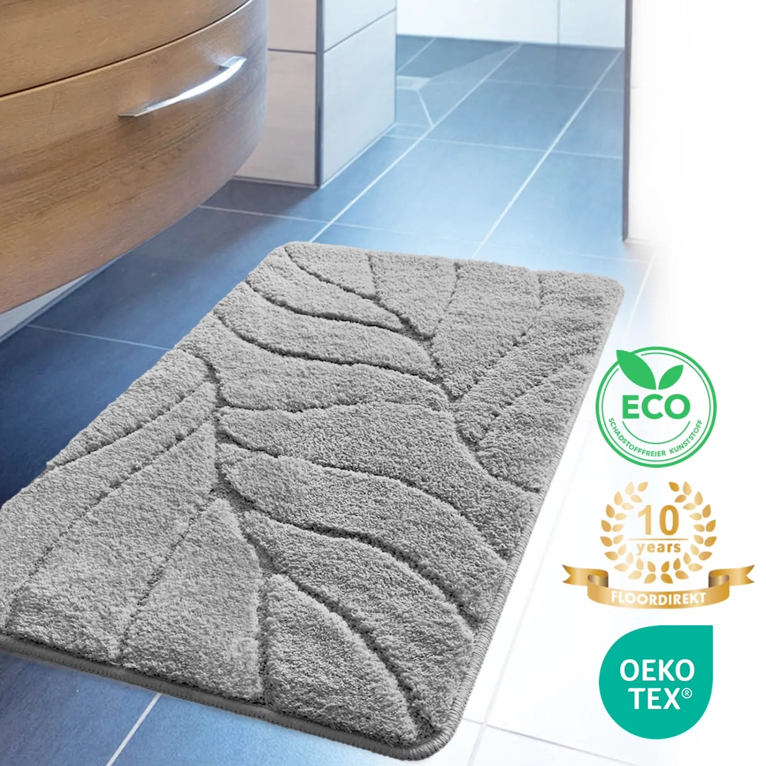 Karat Badteppich Maris Blattstruktur Silber 60 x 120 cm kaufen bei OBI