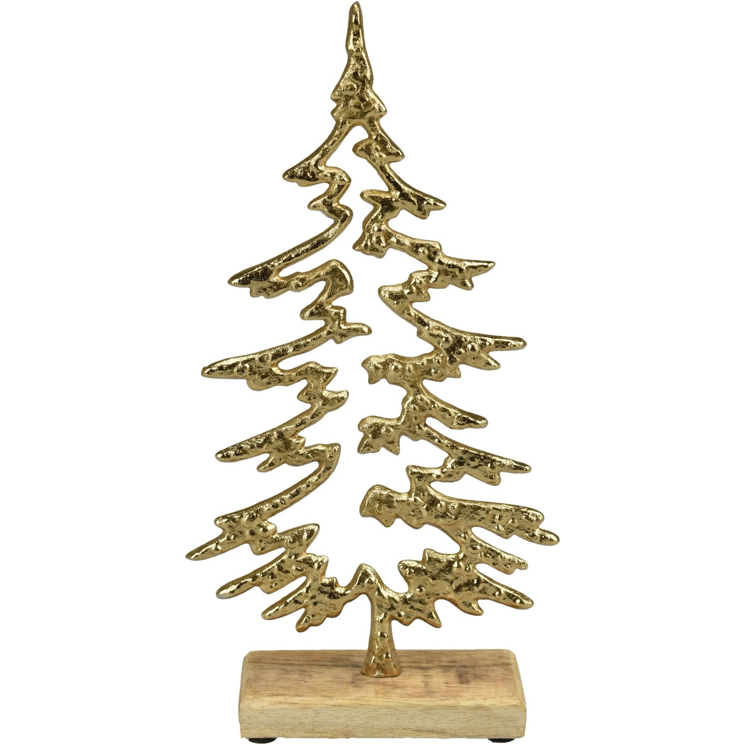 Deko-Tanne Offen aus Aluminium/Mangoholz 29 cm Gold-Natur kaufen bei OBI