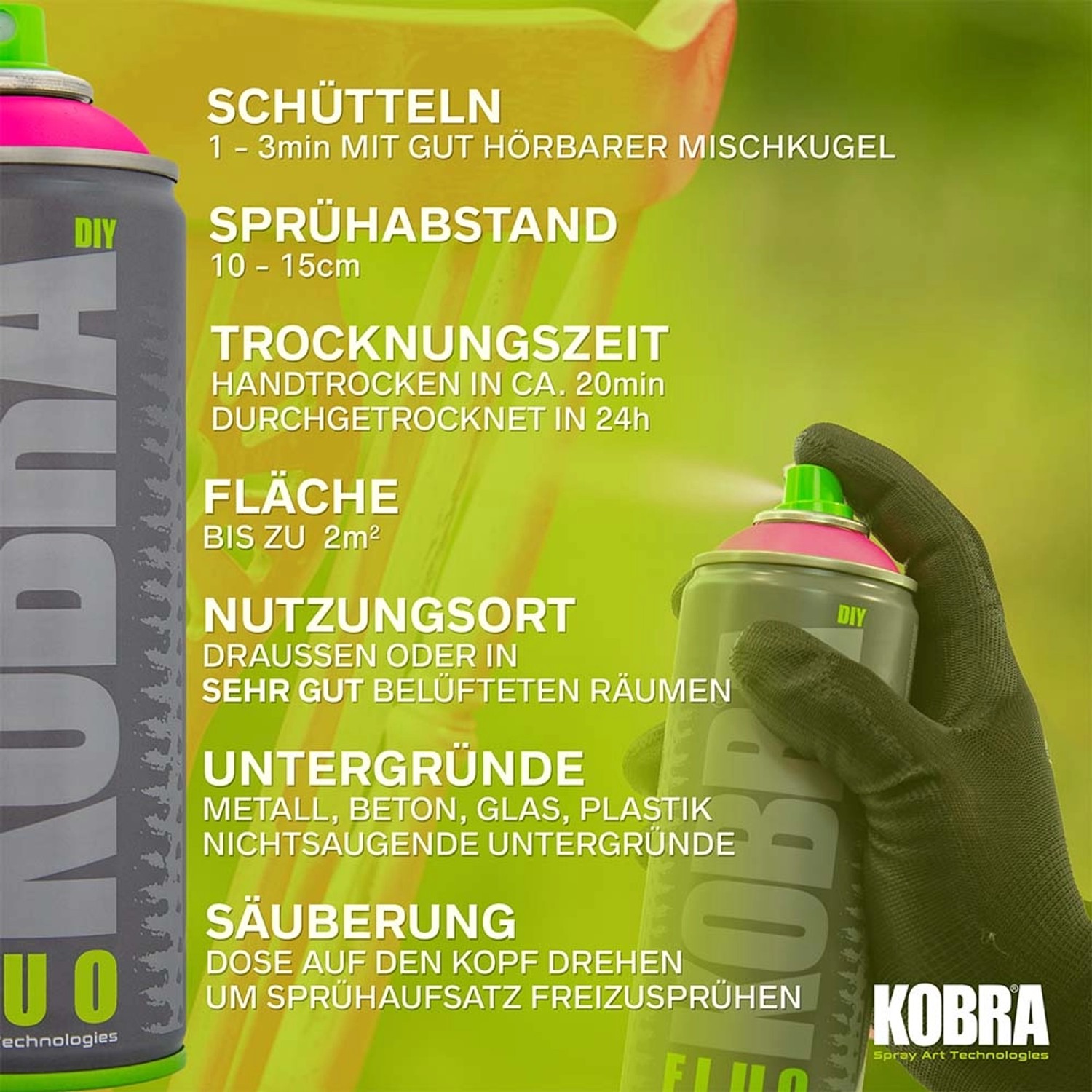 Kobra DIY Fluo Buntlack Spray 400ml Flour Neongrün Matt kaufen bei OBI