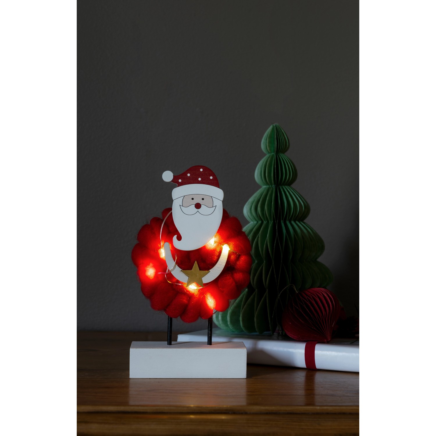 Konstsmide LED Holzsilhouette Santa mit Baumwolle 6 Dioden Warmweiß kaufen bei OBI