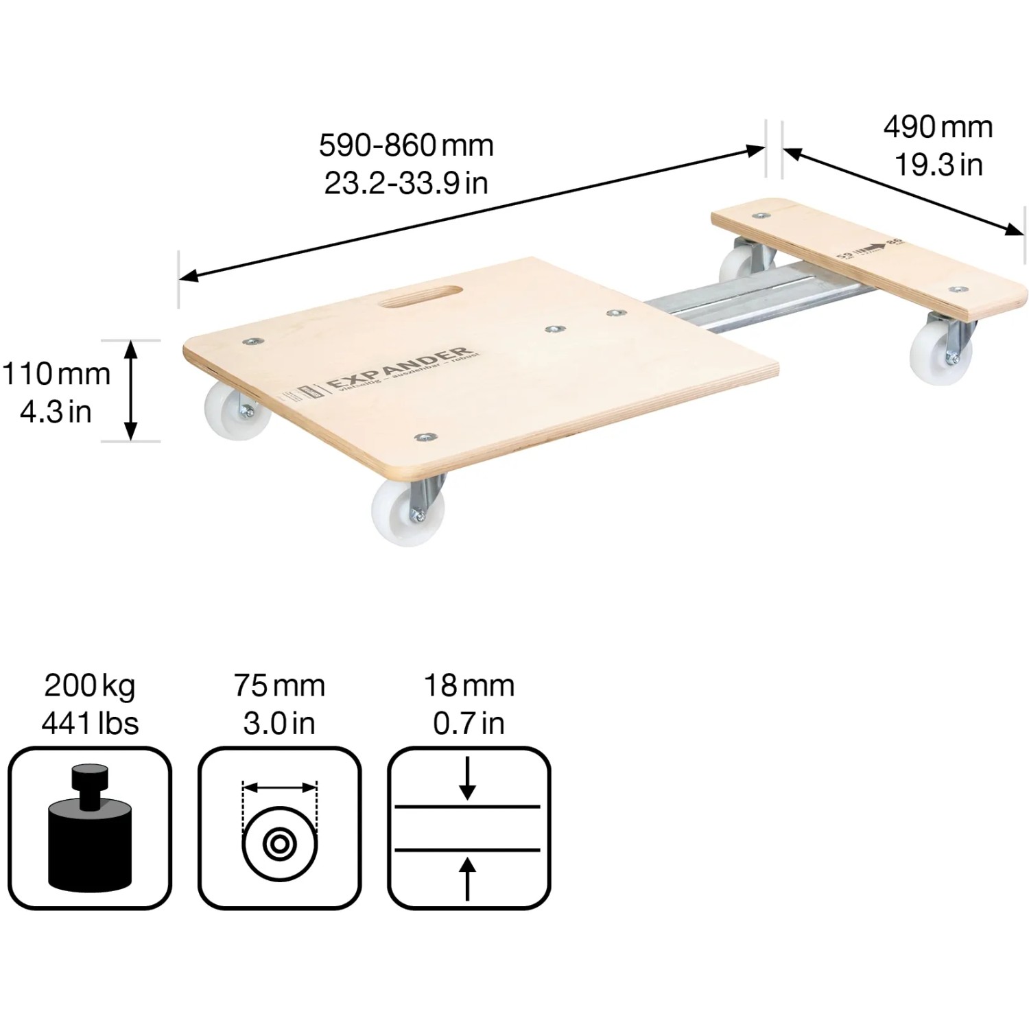 Wagner Transporthilfe 1332 Tragkraft 200 kg 590 mm - 860 mm x 490 mm ...