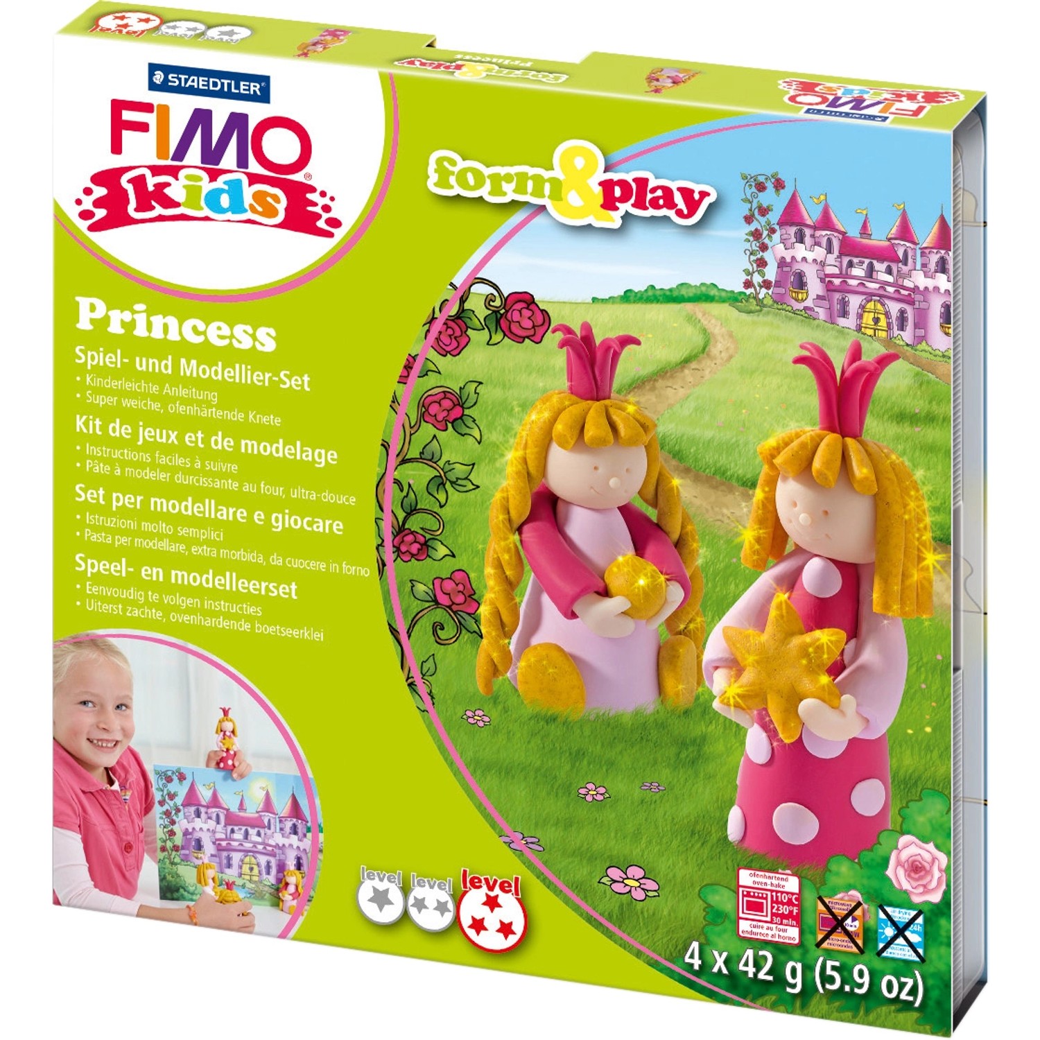 FIMO® kids 8034 ofenhärtende Modelliermaße Form & Play Set Princes ...