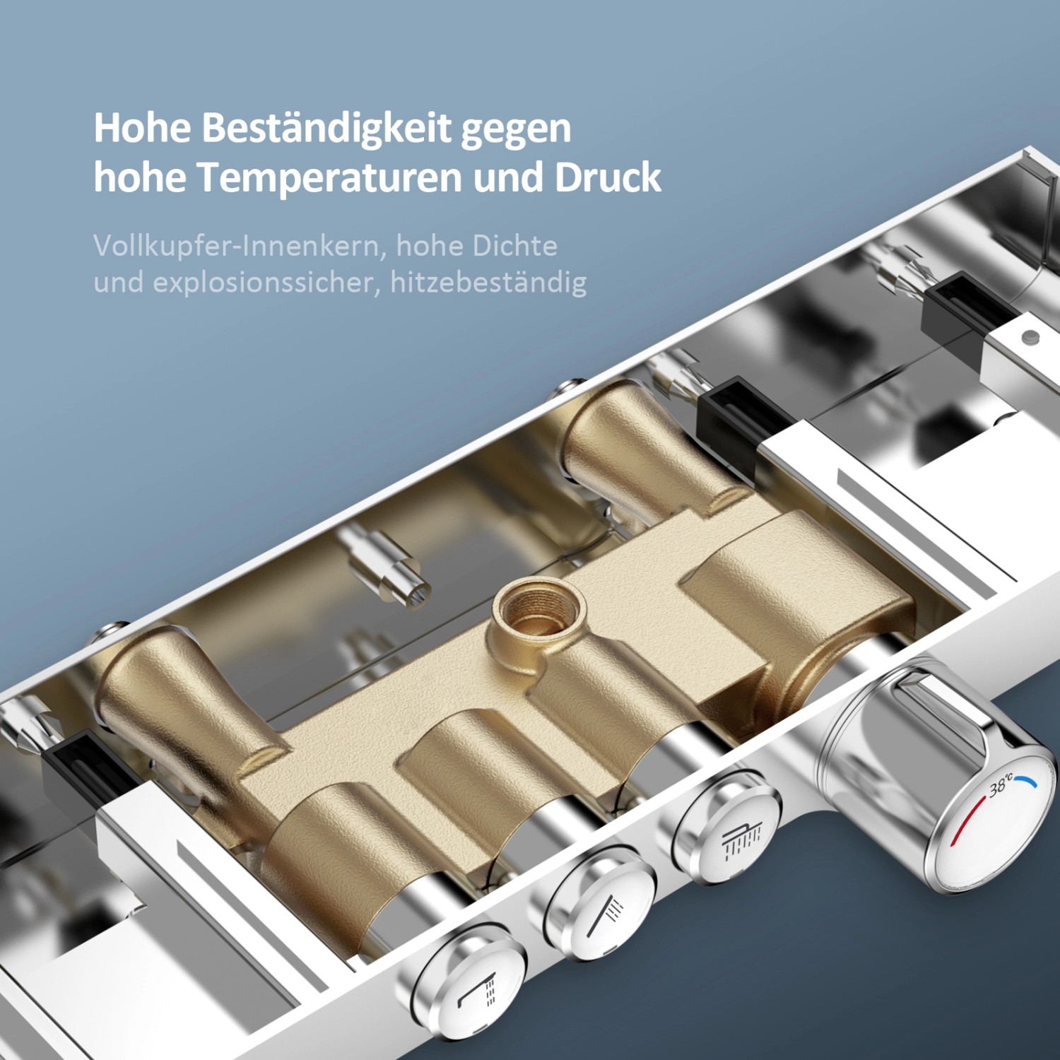 Emke Duschsystem mit Thermostat Chrom Duschgarnitur mit Regendusche Handbrause mit 3 Strahlarten ...