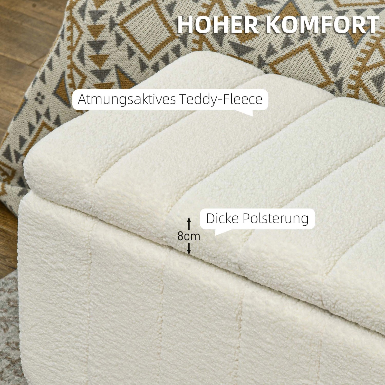 HOMCOM Sitzbank mit Stauraum Holzbeine für Flur 102 x 45 x 46 cm ...