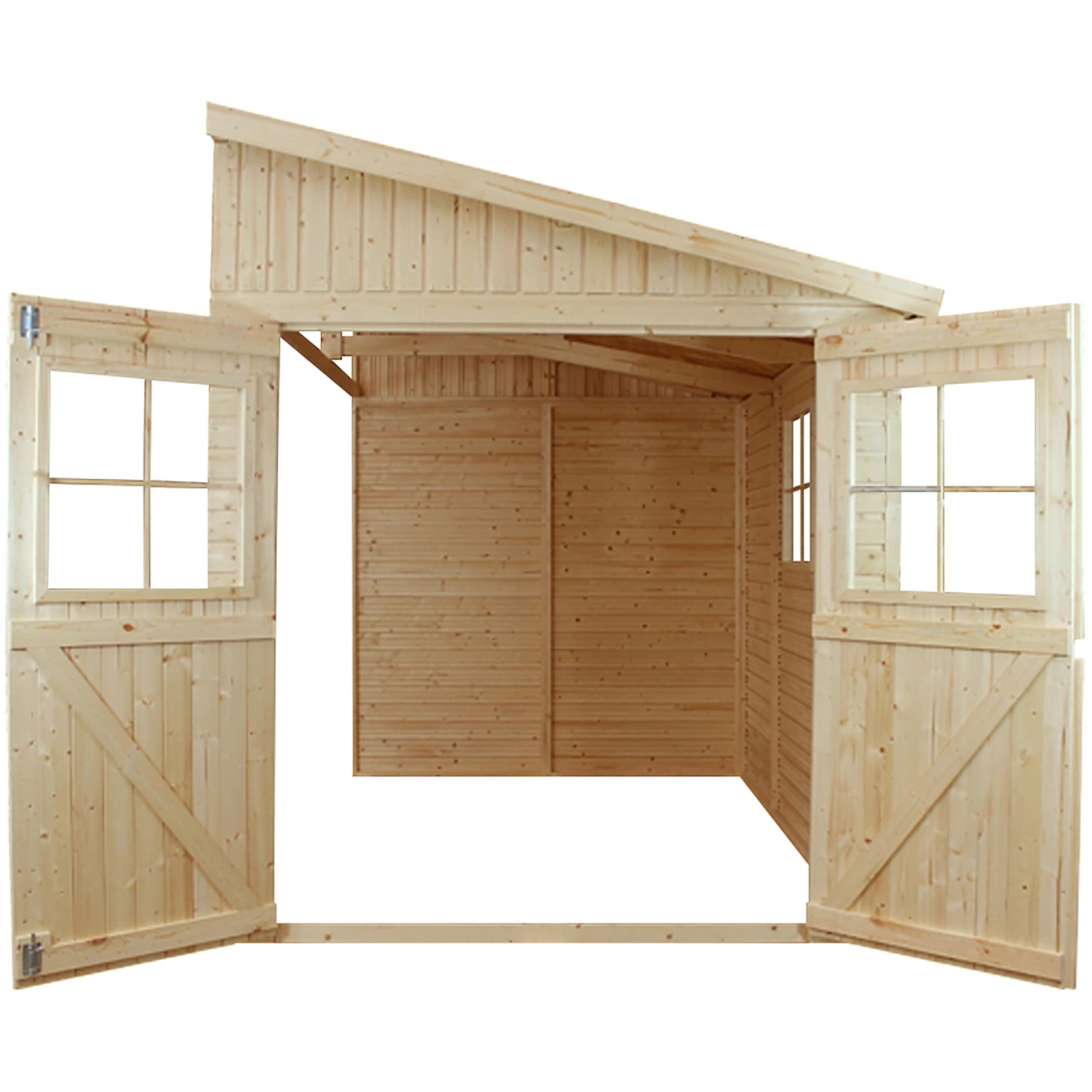 Timbela Anbau-Gartenhaus Holz M339+M339G 6 m² ohne Seitenwand mit Boden ...
