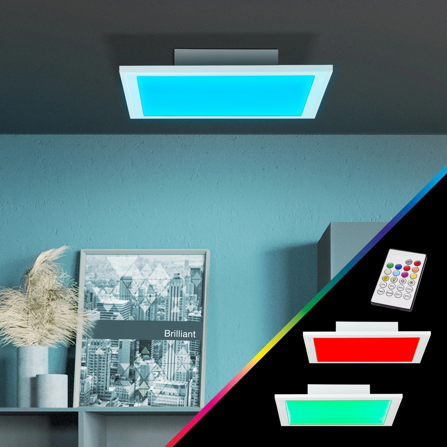 Brilliant LED-Deckenaufbau-Paneel Abie 30 cm x 30 cm mit RGB ...