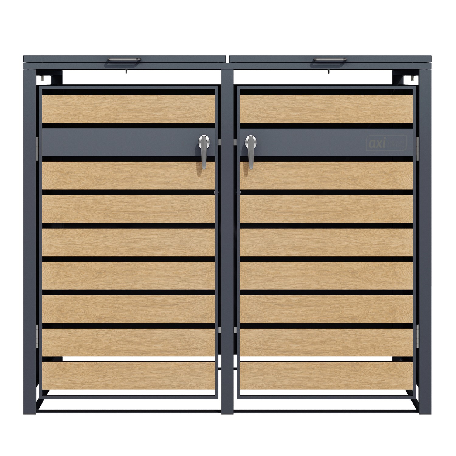 Axi Mülltonnenbox Lucas Metall 2 x 240 l Anthrazit/Holzoptik kaufen bei OBI
