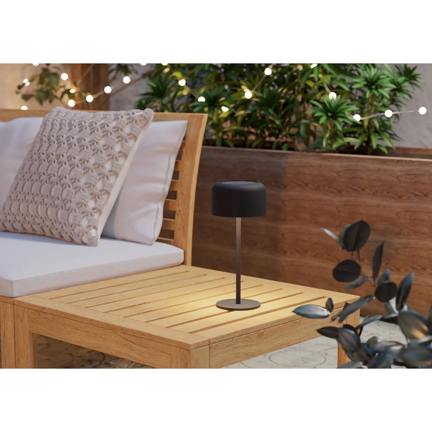 EGLO Solar LED Tischleuchte ROCCANOVA Akku Schwarz Touchdimmer IP44