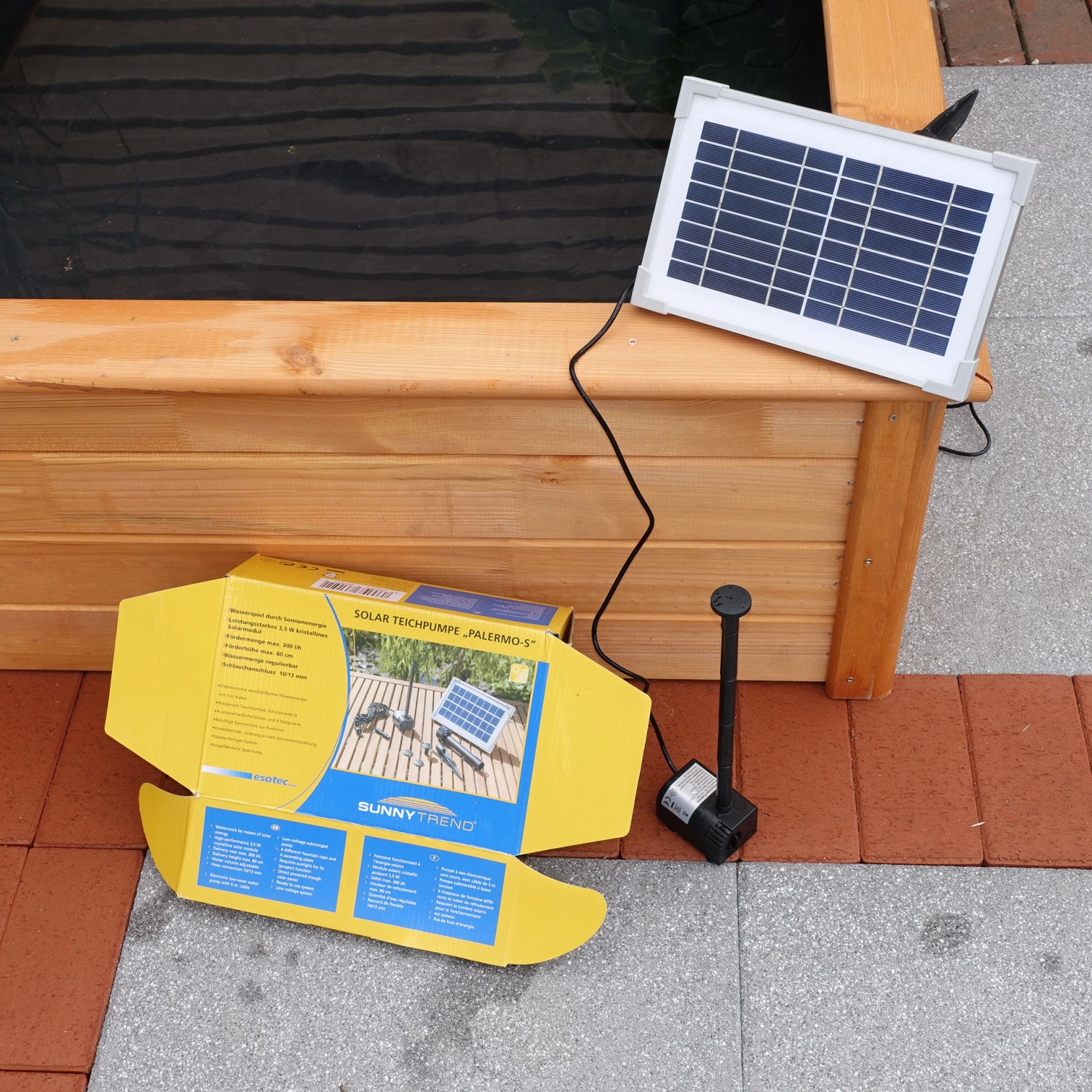 Promadino Sechseck-Hochteich Ø 100 cm inkl. Solarpumpe aus Kiefernholz ...