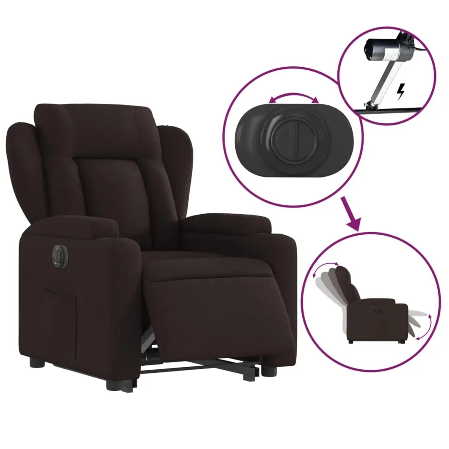 vidaXL Relaxsessel mit Aufstehhilfe Elektrisch Dunkelbraun Stoff Modell ...