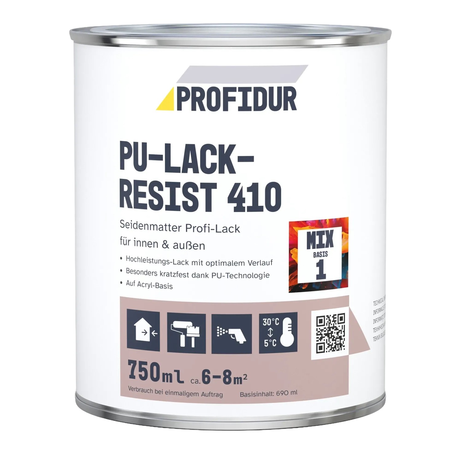 Profidur PU Lack Resist 410 Mix Basis 1 Weiß 750 ml kaufen bei OBI