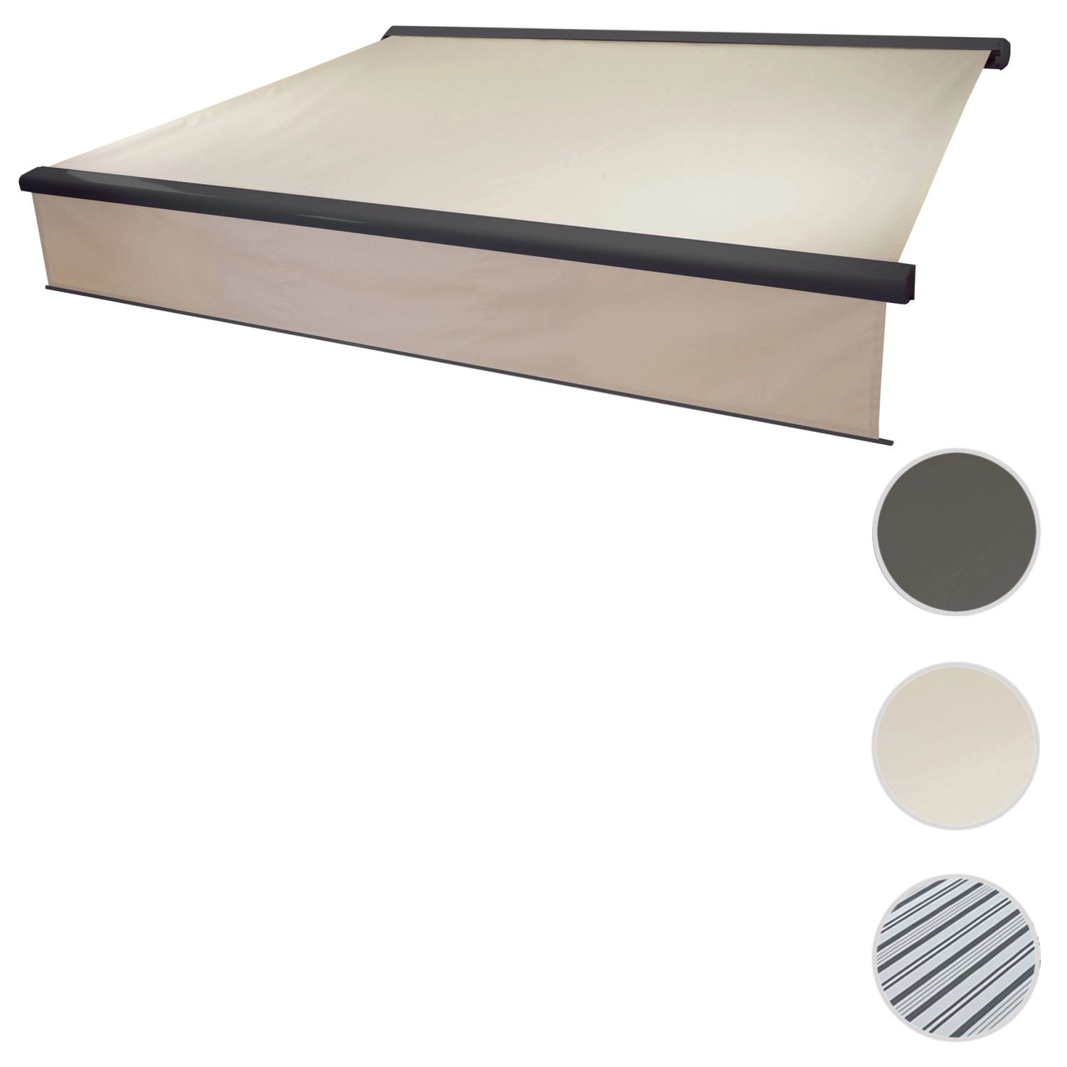 MCW Kassetten-Markise H124 Volant Ausfahrbar 4,5x3m Polyester Creme Anthrazit kaufen bei OBI
