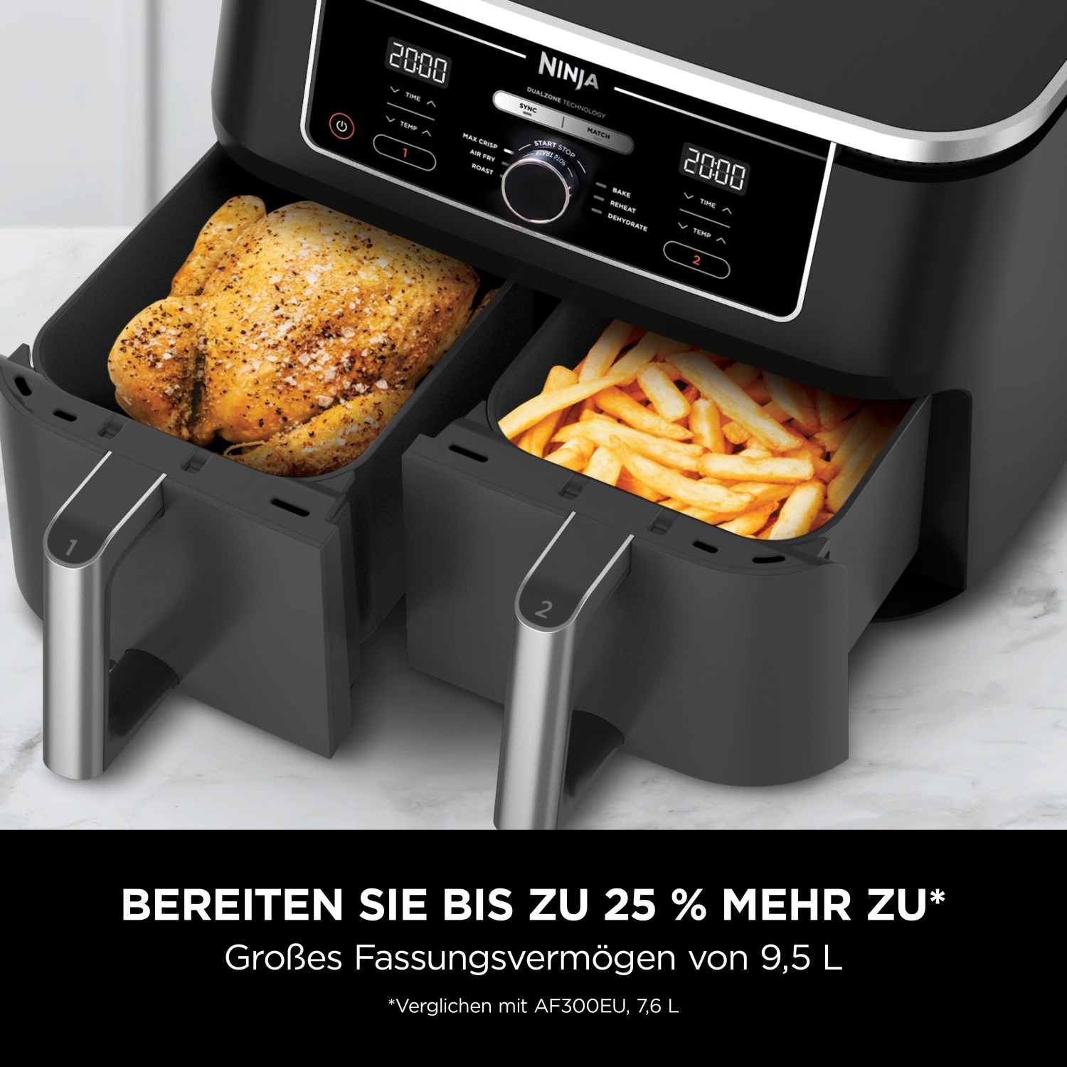 Ninja Heißluftfritteuse Foodi Max AF400EU Dual Zone Schwarz kaufen bei OBI