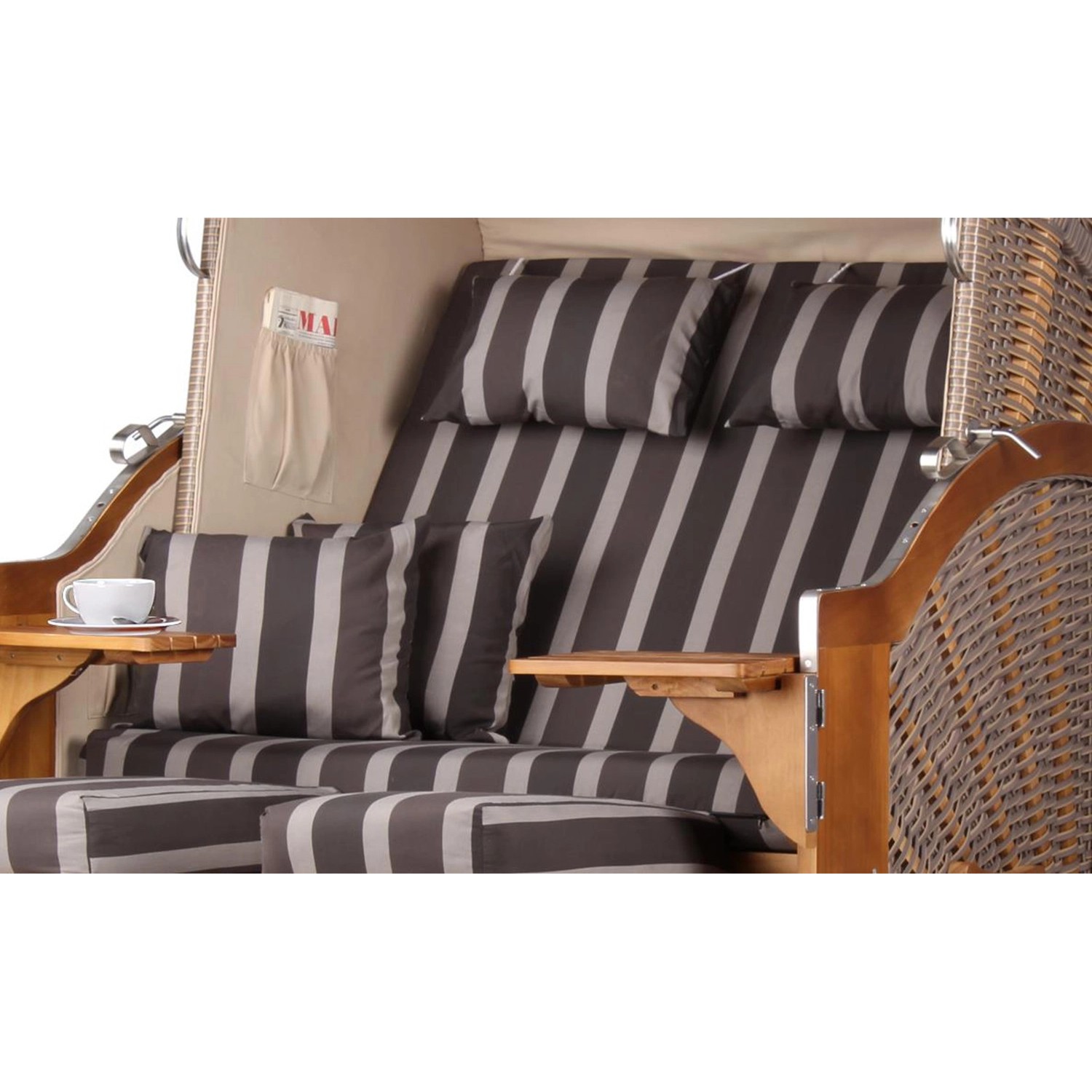 bene living Strandkorb Komplettset Schleswig Pinie Zweisitzer PE Mokka ...