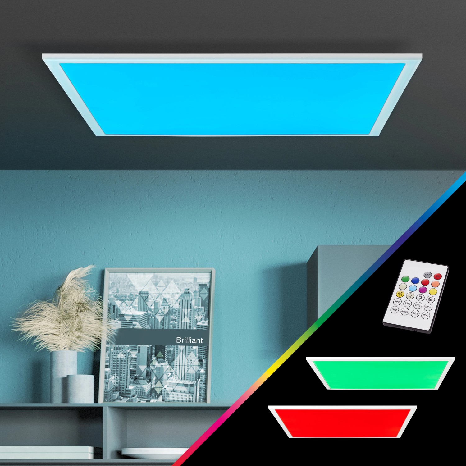 Brilliant LED-Deckenaufbau-Paneel Abie 60 cm x 60 cm mit RGB ...