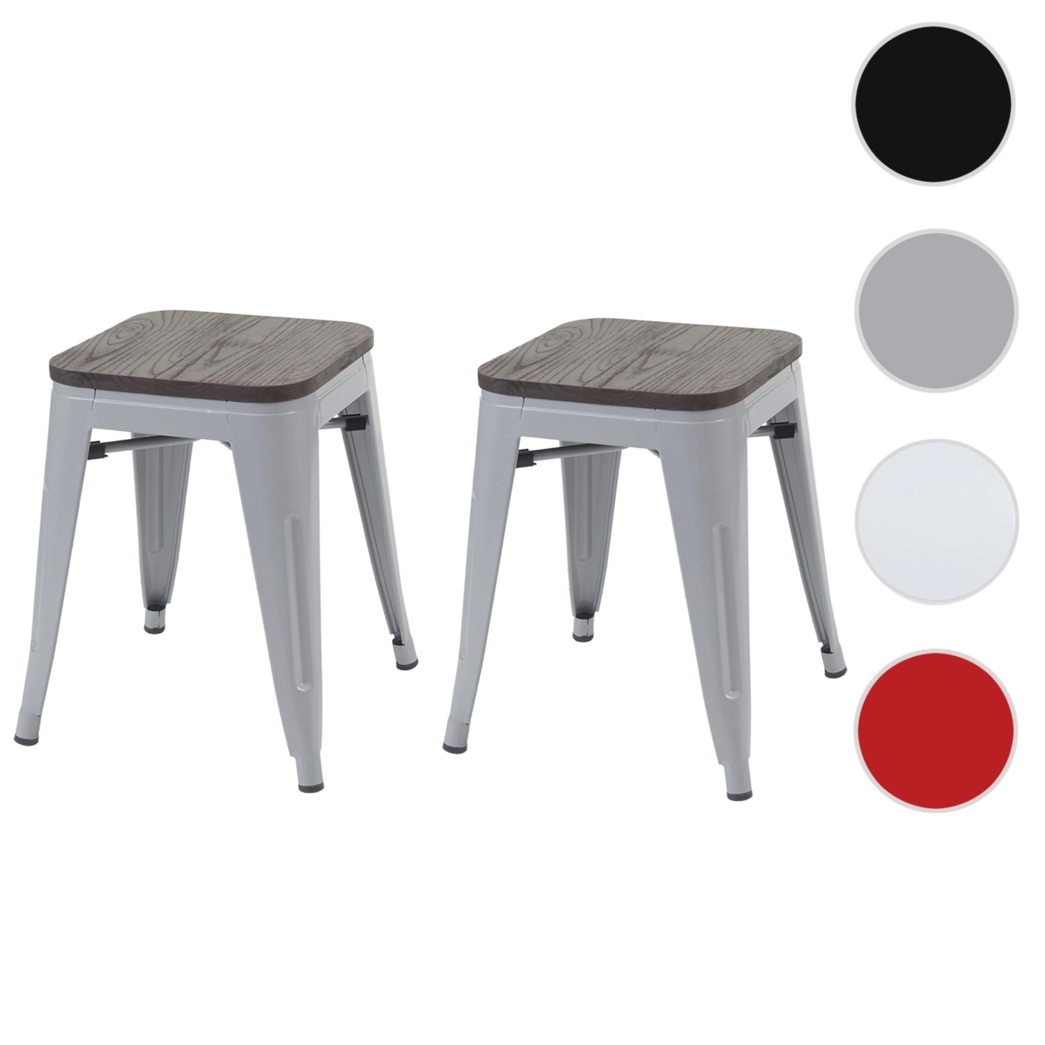 MCW 2x Hocker A73 Inkl. Holz-Sitzfläche Grau kaufen bei OBI