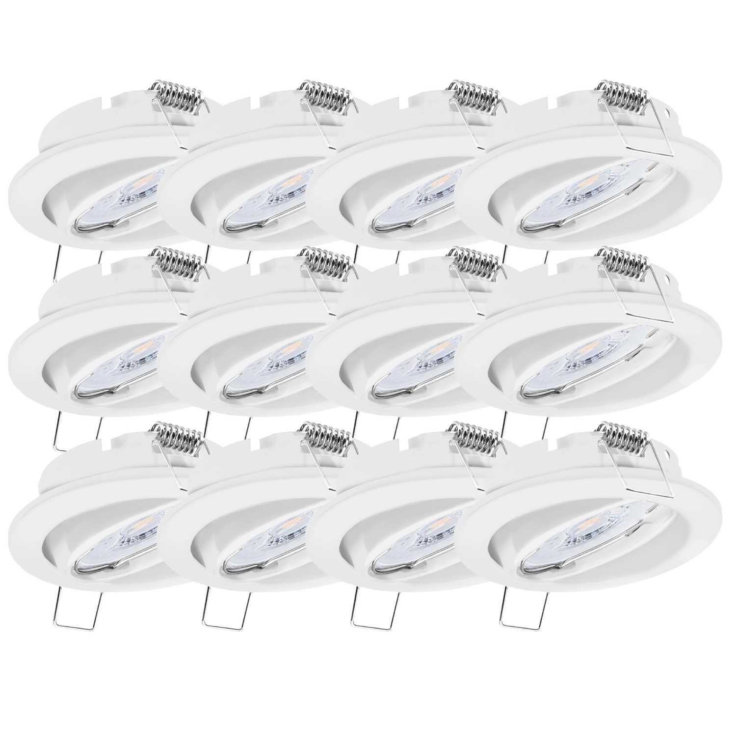 Oktaplex 12er Set Einbauspot Weiß Dijon inkl. LED Modul 3-Stufen Dimmbar 3000K Warmweiß 4,8W ...