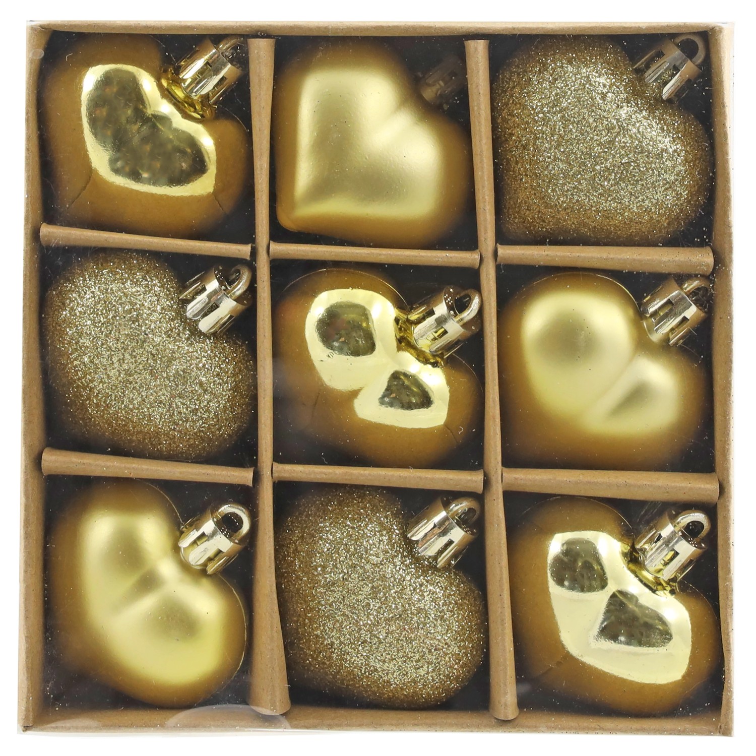Herzen zum Hängen 9er-Pack aus Kunststoff 4,5 cm Gold kaufen bei OBI