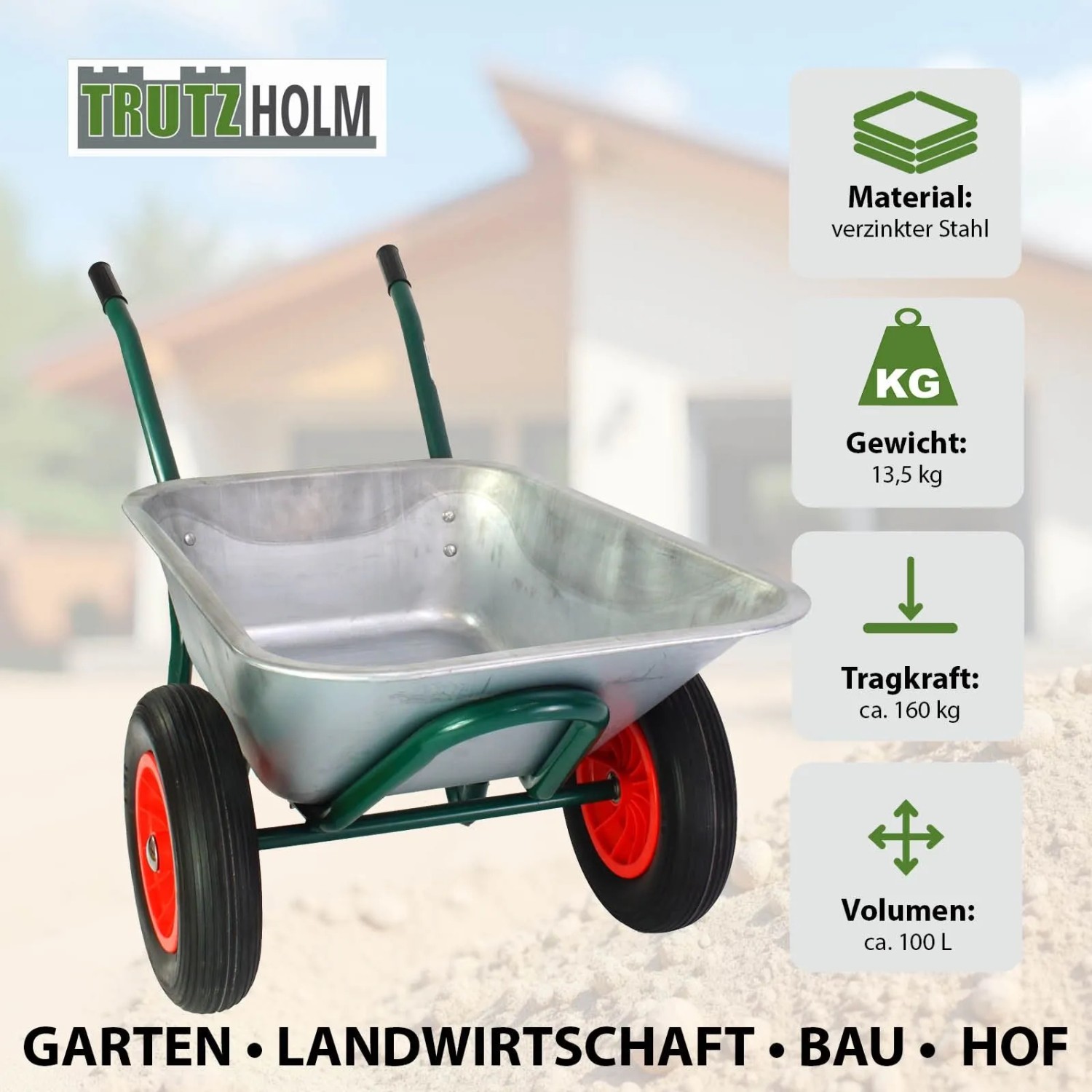 2 Rad Schubkarre Mit Pu Vollgummirader