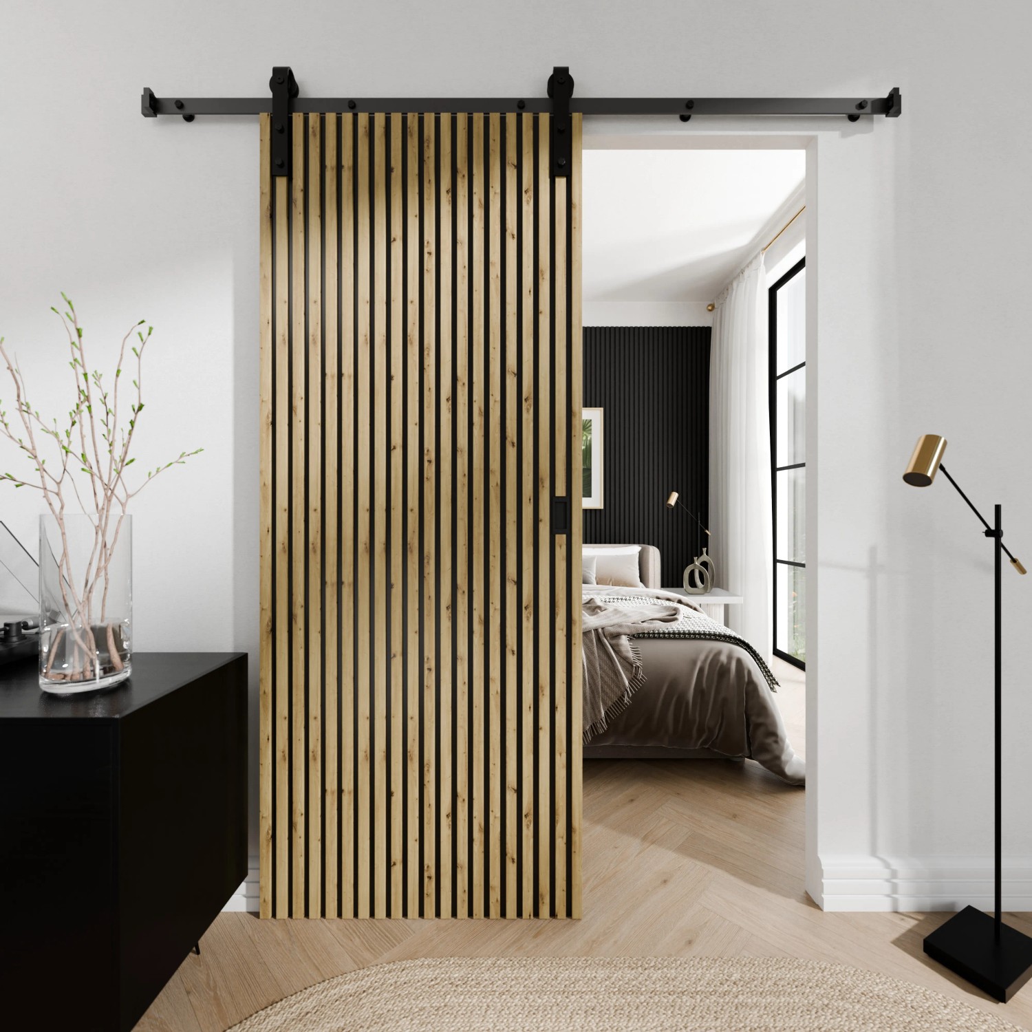 Radex Schiebetür-Komplettset Akustikpaneel Lamette 95 cm x 210 cm ...