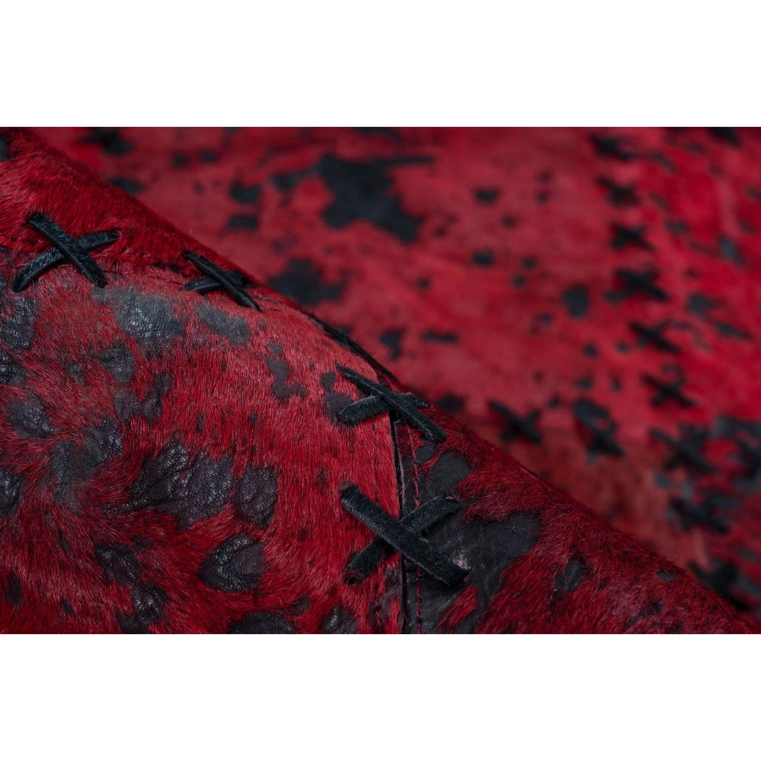 MeGusta Flachflor Teppich Rot Animal Patchwork Design Leder 200 x 290 ...