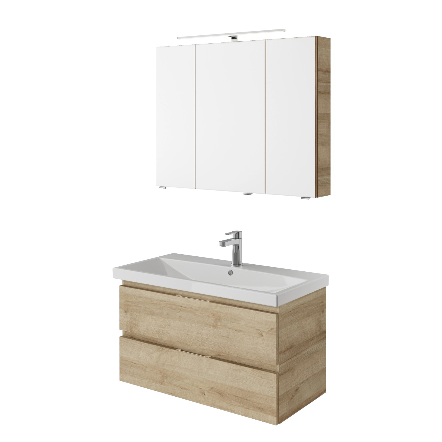 Pelipal Badmöbel-Set Serie 4035 3-tlg. grifflos Riviera Eiche mit ...