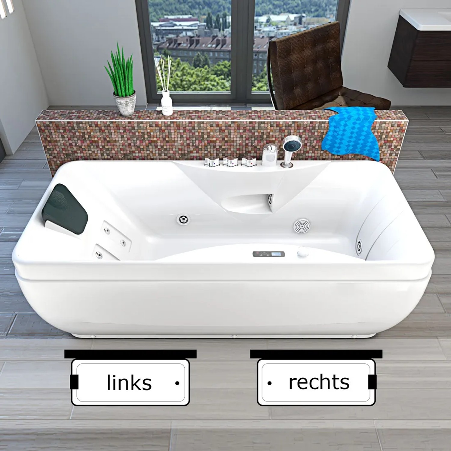 AcquaVapore Whirlpool Pool Badewanne Wanne W49-TH-PL 170x80 mit ...