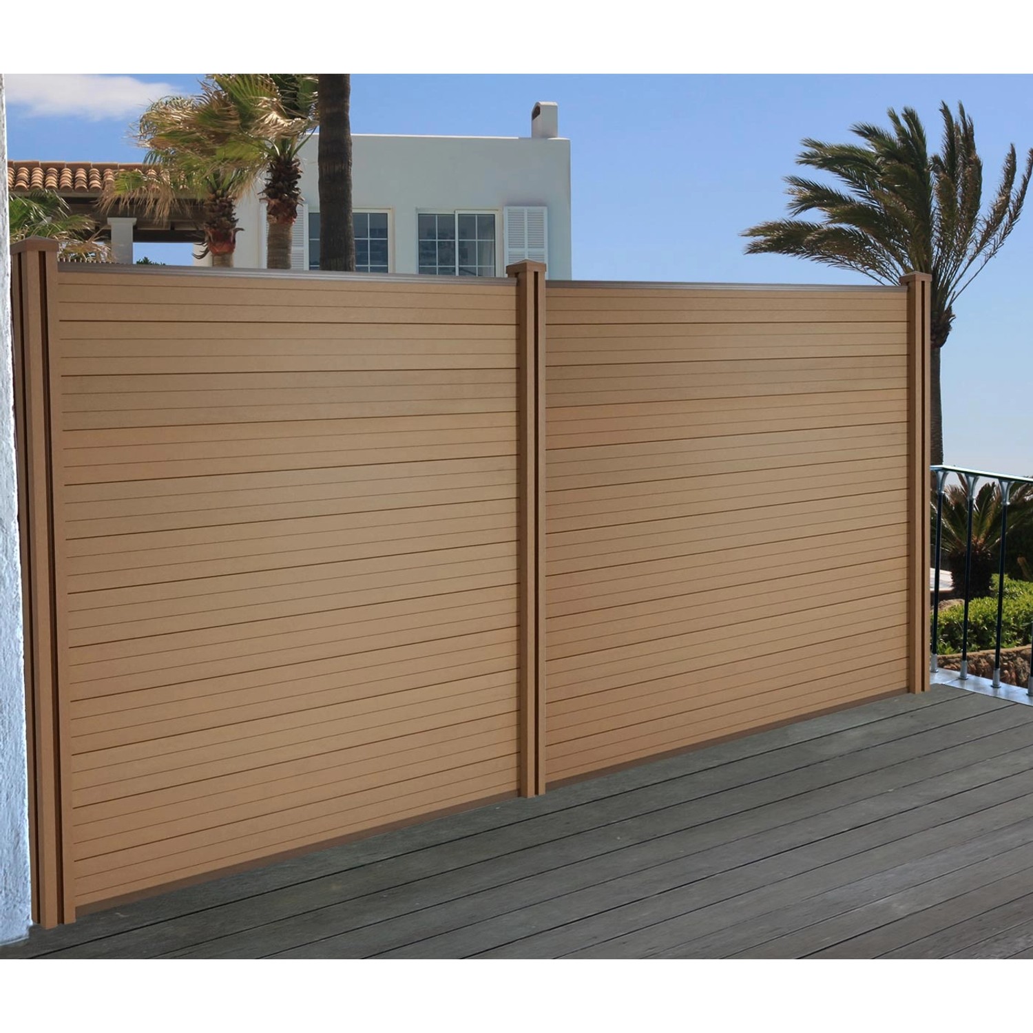 MCW WPC-Sichtschutz Savoie Windschutz Zaun WPC-Pfosten ...