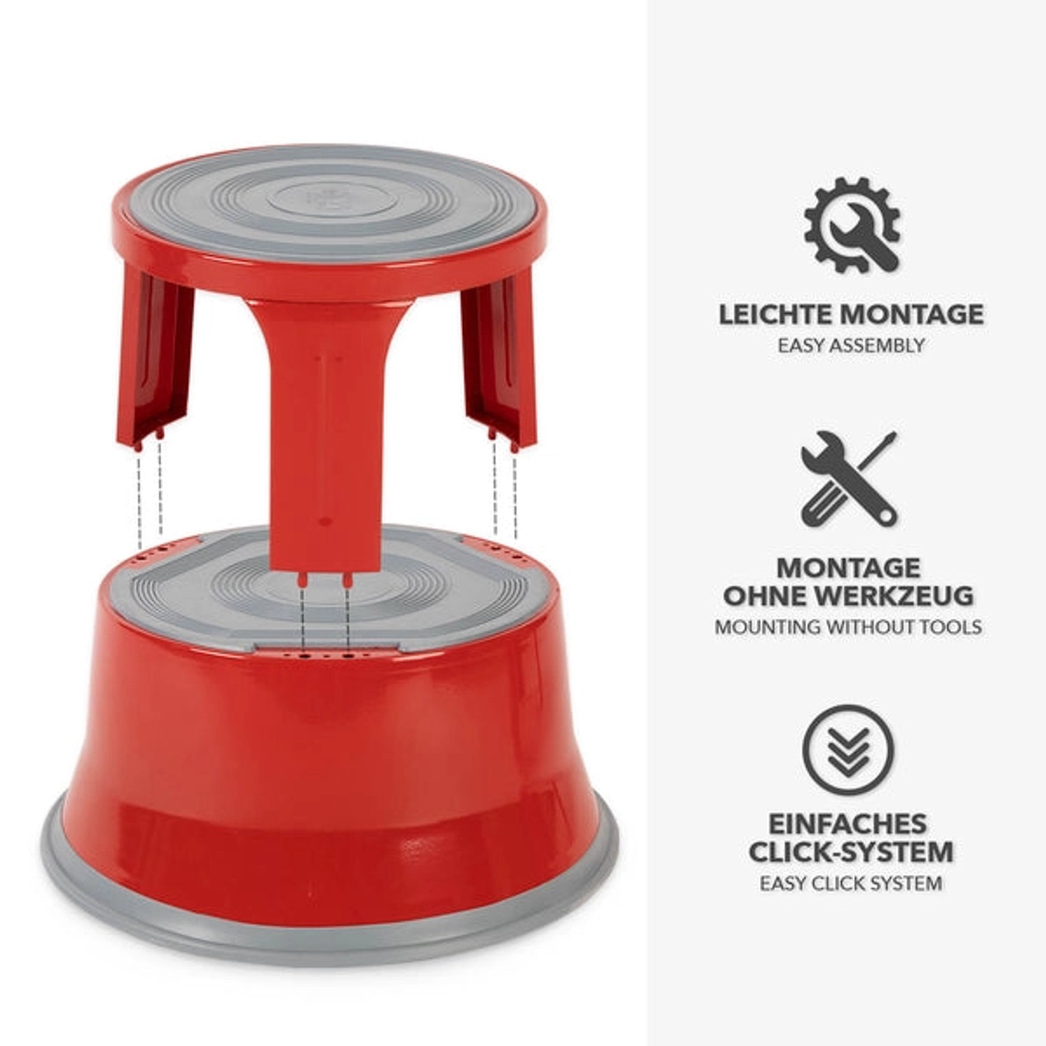 KARAT Rollhocker Elefantenfuß Rolltritt aus Stahl - Hocker für Büro ...