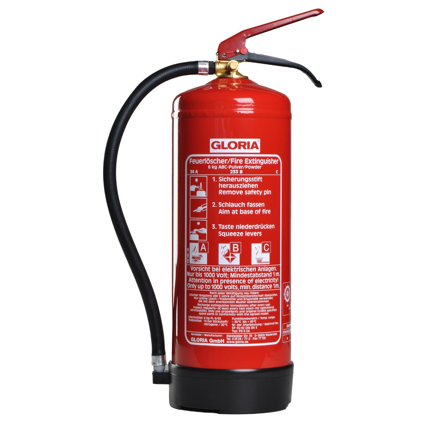 Gloria ABC-Pulverfeuerlöscher PD 6 GA mit Wandhalter und Manometer 6 kg kaufen bei OBI