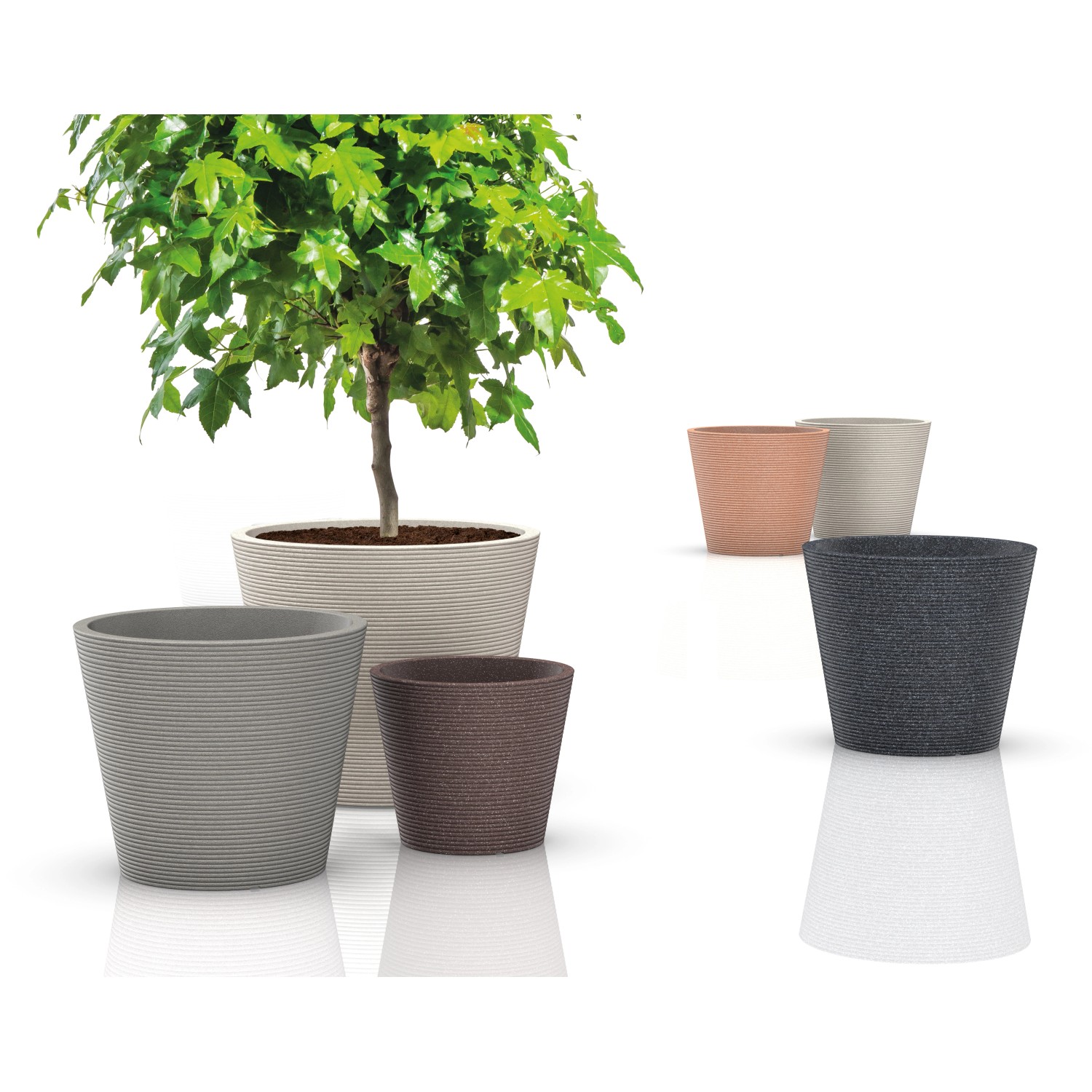 Scheurich Pflanzgefäß Coneo Ø 28,5 cm Schwarz Granit kaufen bei OBI