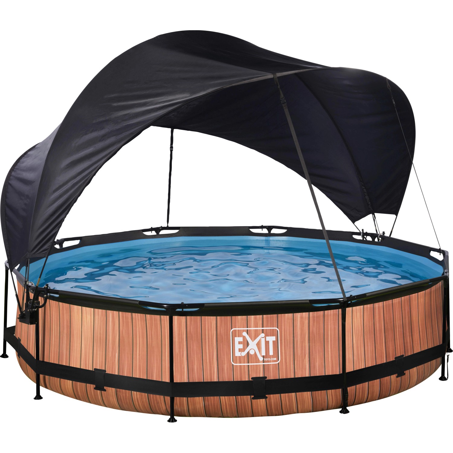 EXIT Wood Pool Braun ø 360 x 76 cm m. Filterpumpe u. Sonnensegel kaufen ...