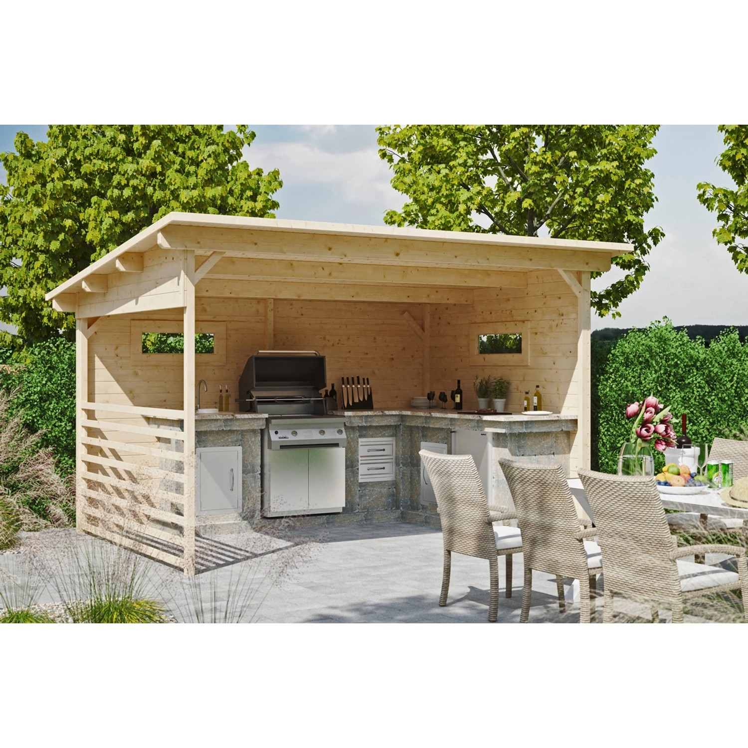 Skan Holz Unterstand Vimmerby 370 cm x 250 cm Natur kaufen bei OBI