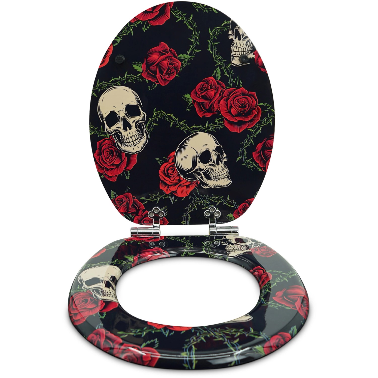 Sanfino WC Sitz Rose Skull Toilettendeckel mit Absenkautomatik aus Holz ...