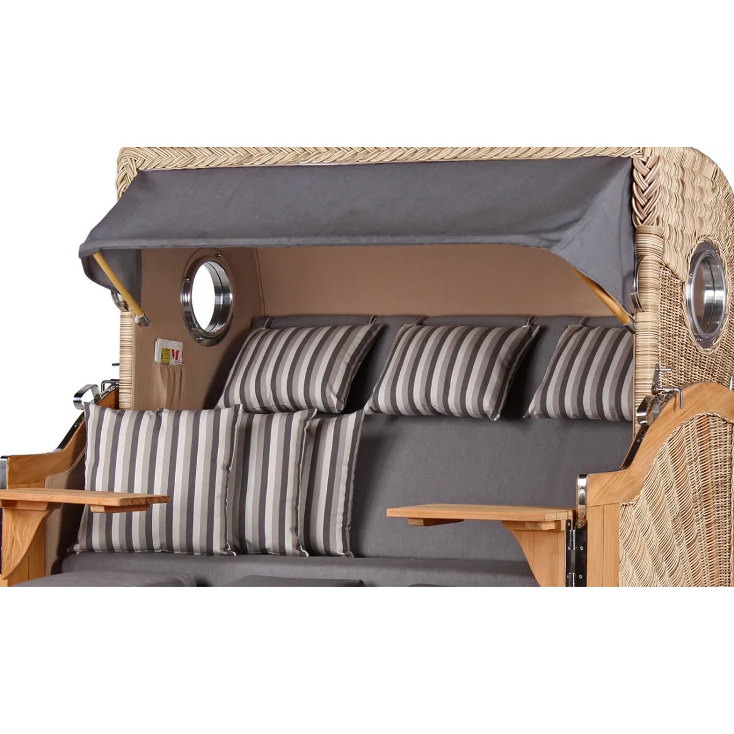 bene living Strandkorb Komplettset Königssee 3 Sitzer Teak Bullauge PE ...