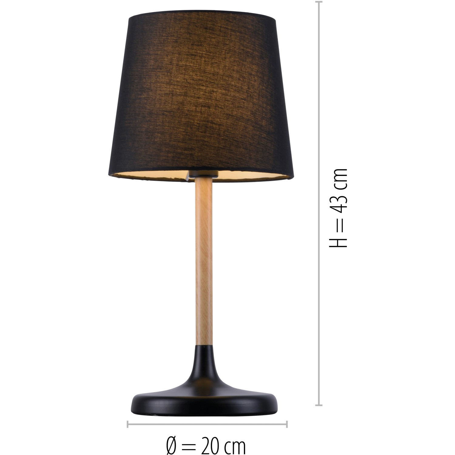 Just Light. Tischleuchte Nima Schwarz 20 x 43 cm kaufen bei OBI