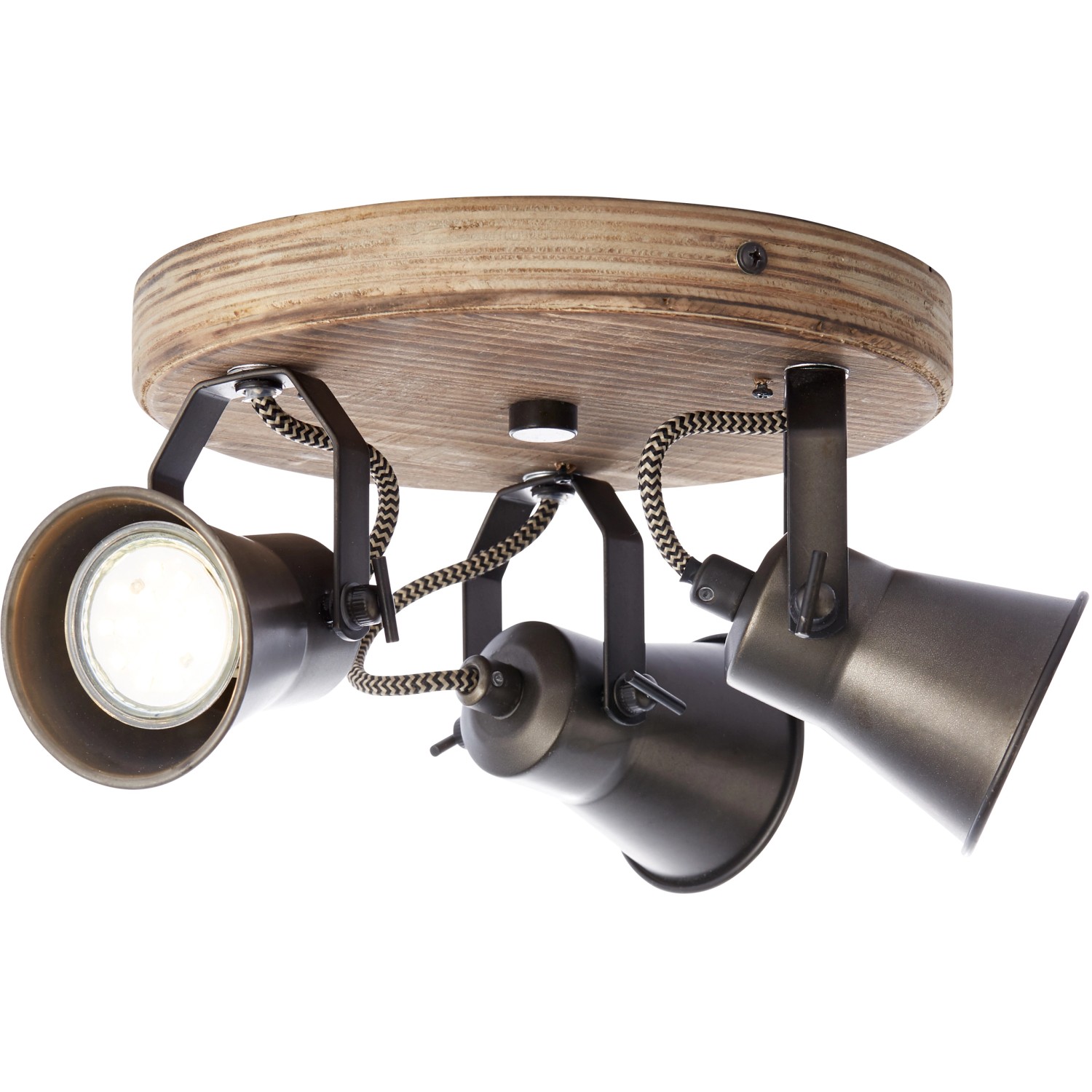 Brilliant Spotrondell Seed 3-flammig Schwarz Stahl und Holz hell kaufen ...