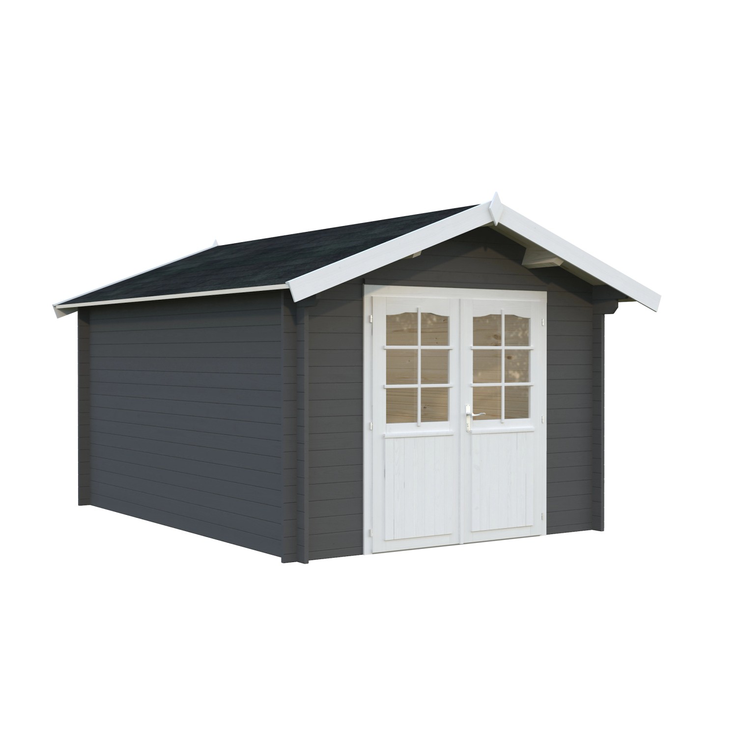 Palmako Gartenhaus Lotta 275 x 380 cm Lackiert Dunkelgrau-Weiß FSC ...