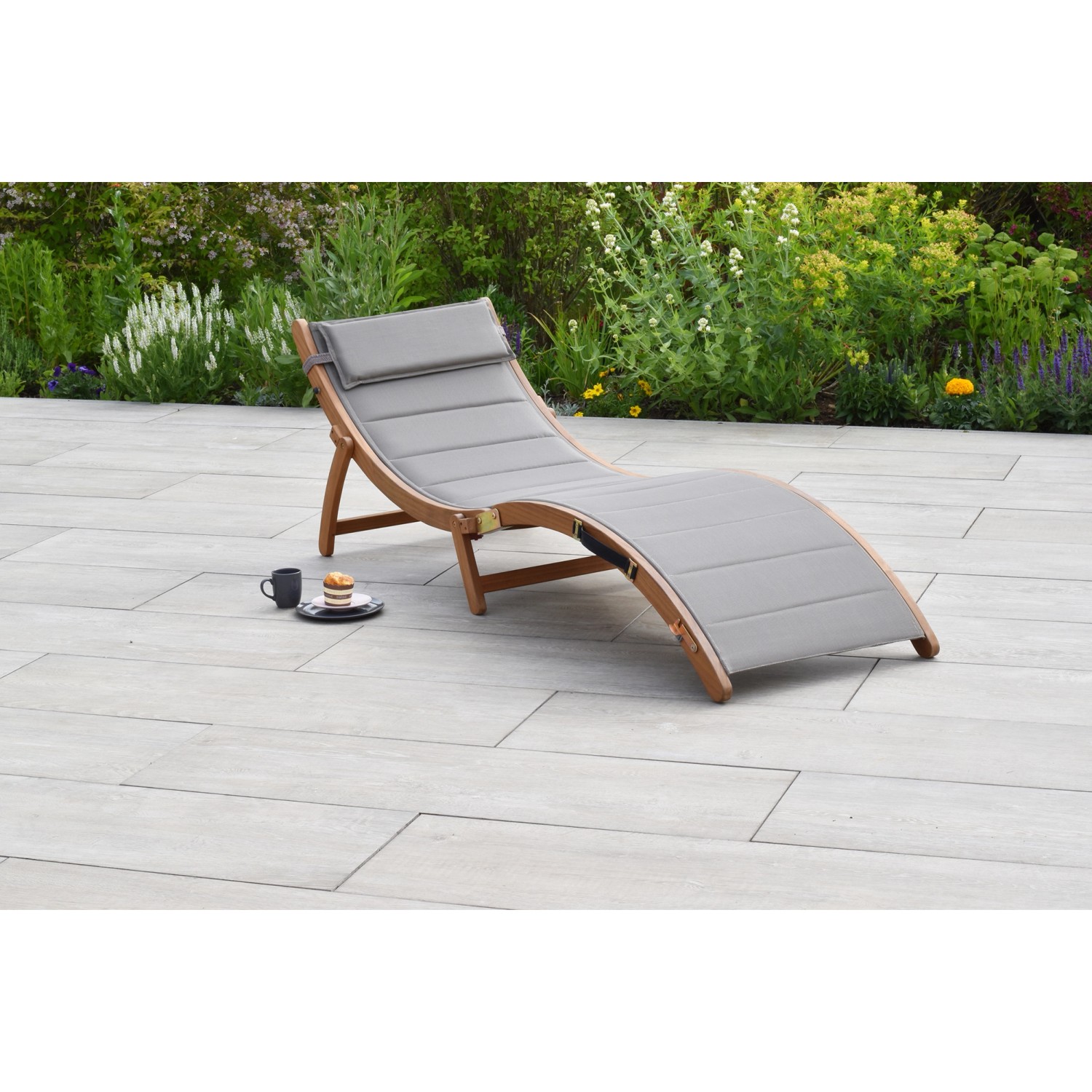 Merxx Gartenliege Falesia Klappbar u. gepolstert Akazie/Textil kaufen ...