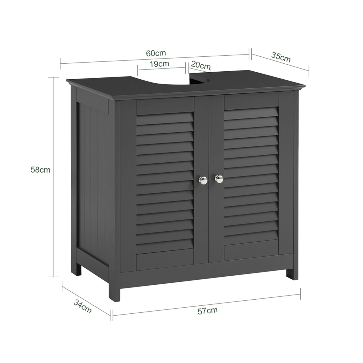 SoBuy Waschbeckenunterschrank mit 2 Turen MDF Grau 60 cm FRG237 II DG kaufen bei OBI
