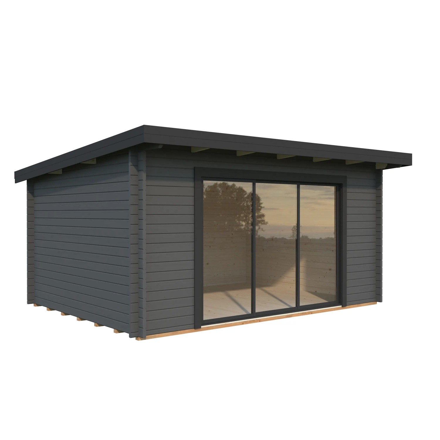 Palmako Gartenhaus Lea Slide Plus 450 x 330 cm Lackiert Grau-Anthrazit ...