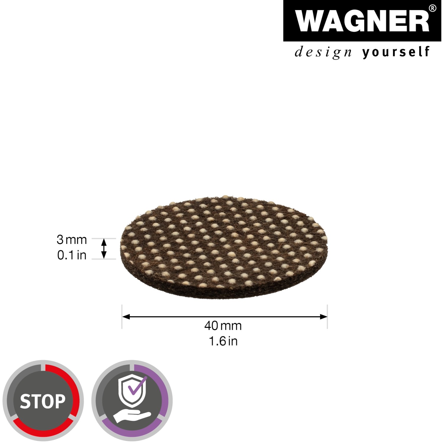 Wagner Anti-Rutsch Pad Filz-PVC Selbstklebend Braun-Beige Ø 40 mm x 3 ...